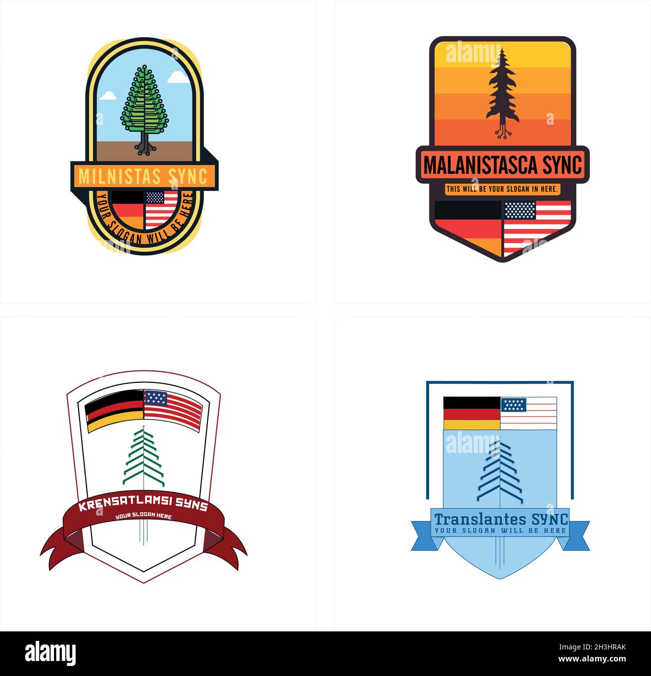 Set of collection education translation logo design template Stock ...