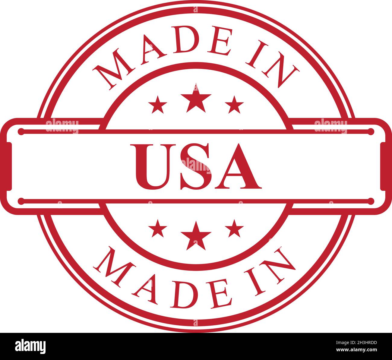 Made in USA label icon with red color emblem on the white background ...