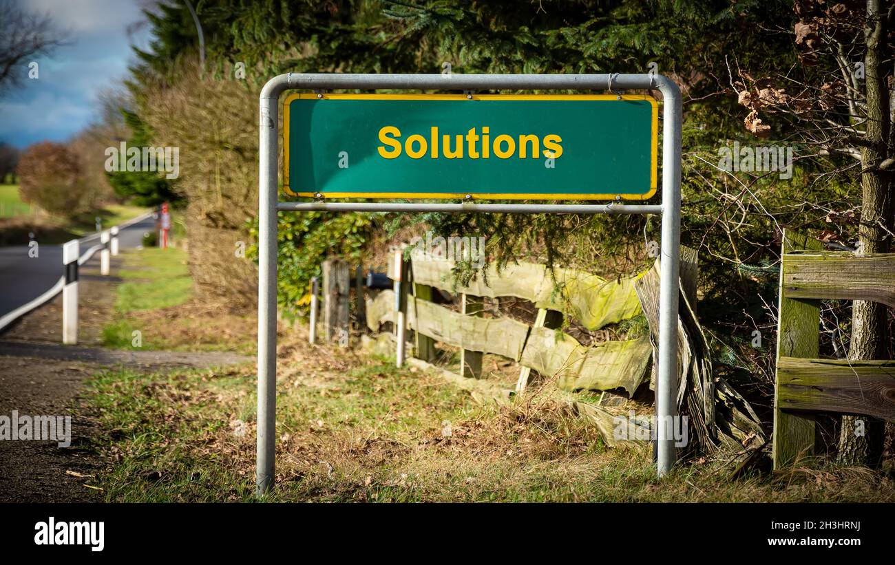 Street Sign the Direction Way to Solutions Stock Photo - Alamy