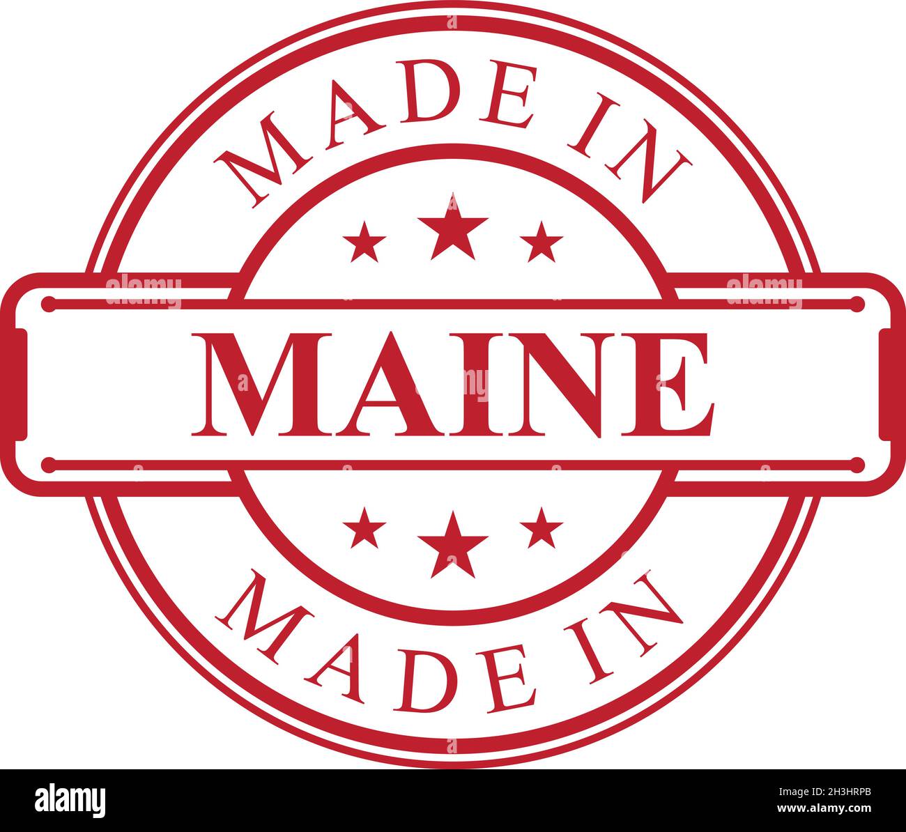 Made in Maine label icon with red color emblem on the white background ...