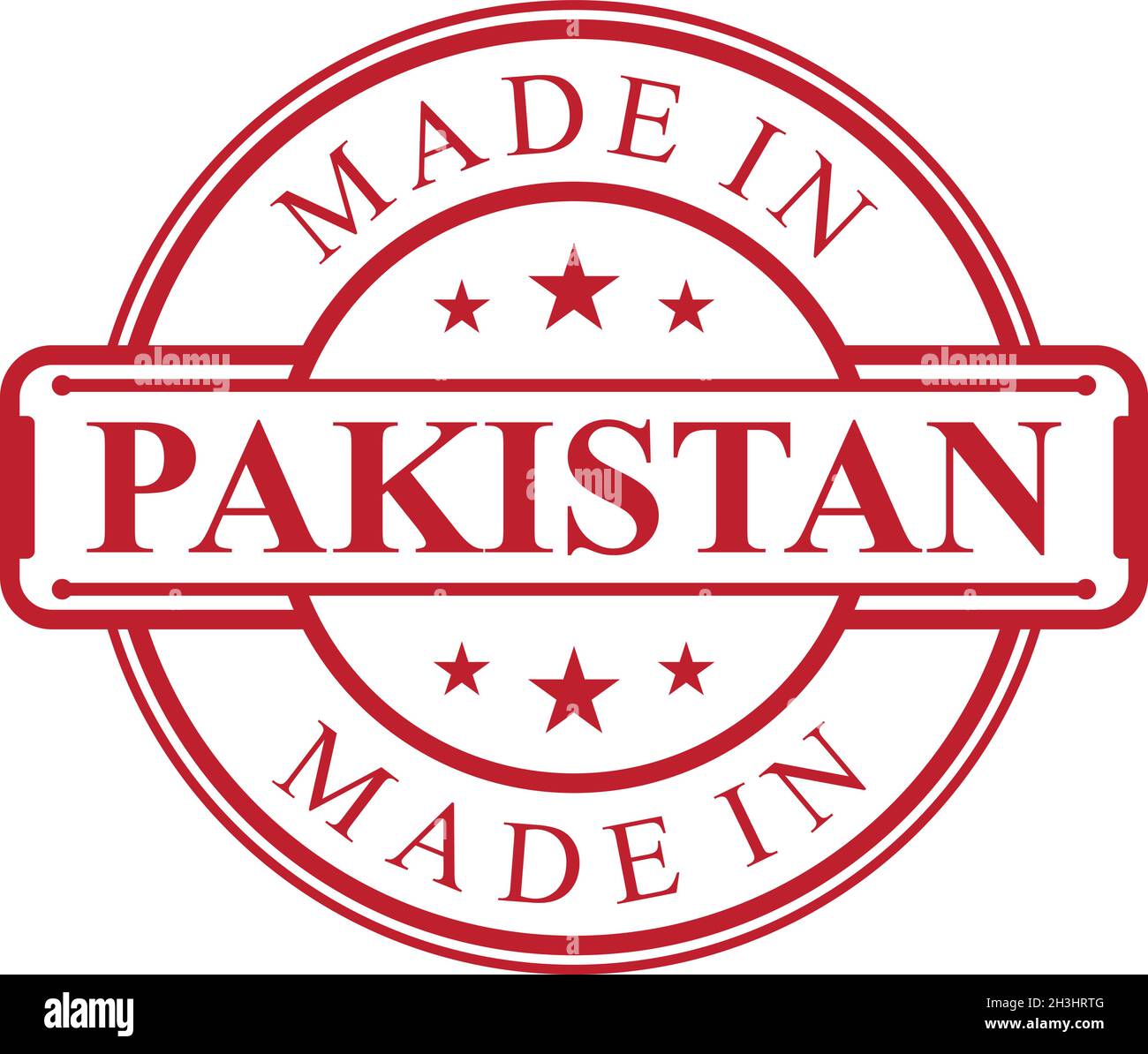 Made in Pakistan label icon with red color emblem on the white ...