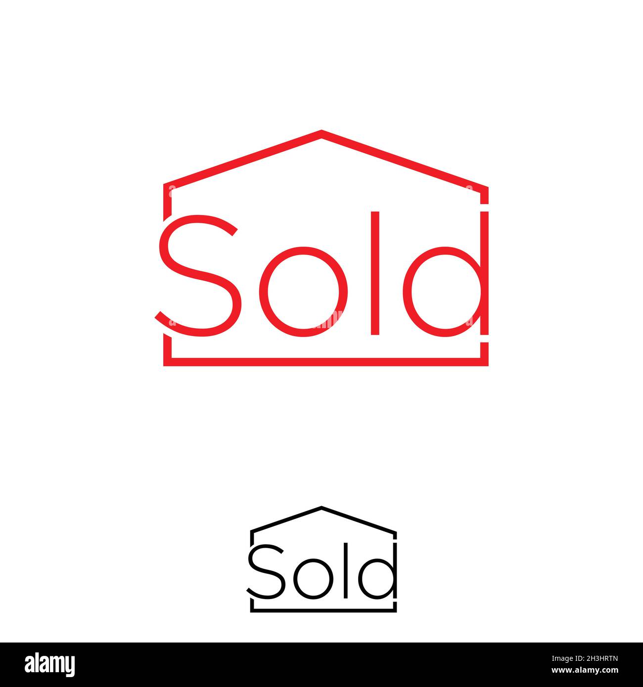 Sold letter with red color flat concept design simple. Vector ...