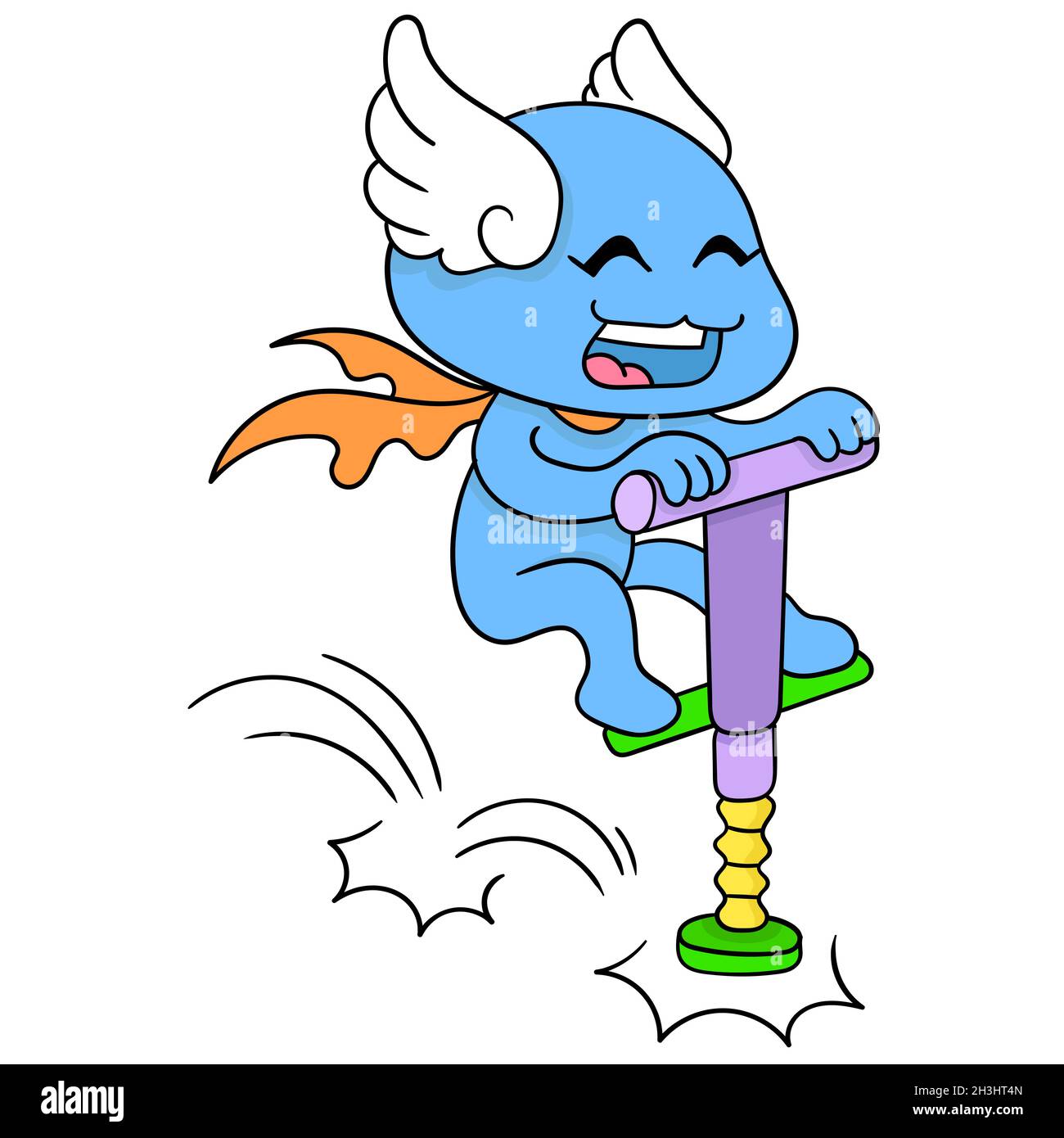 cute creature are playing with the jump jump tool Stock Vector Image ...