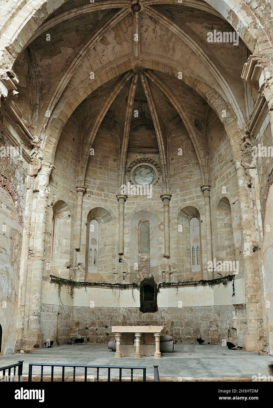 Stone monastery church in Nuévalos of the Calatayud region, Aragon ...