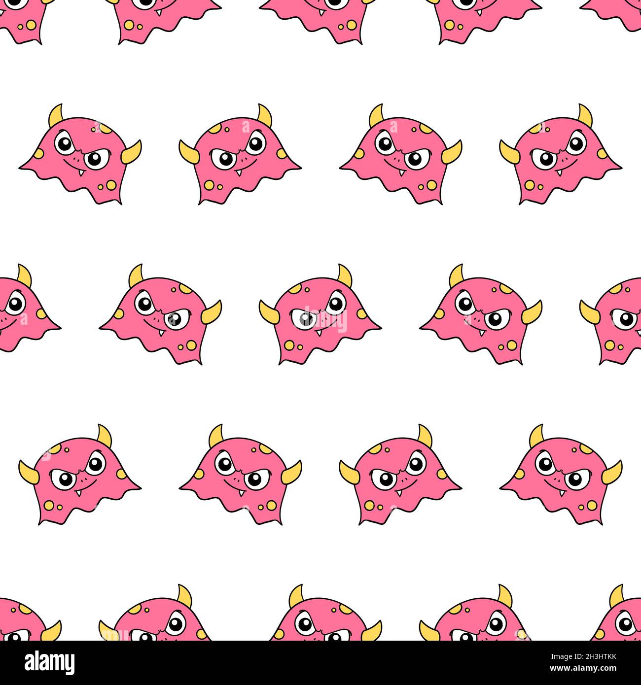 cute evil monster seamless pattern textile print Stock Vector Image ...