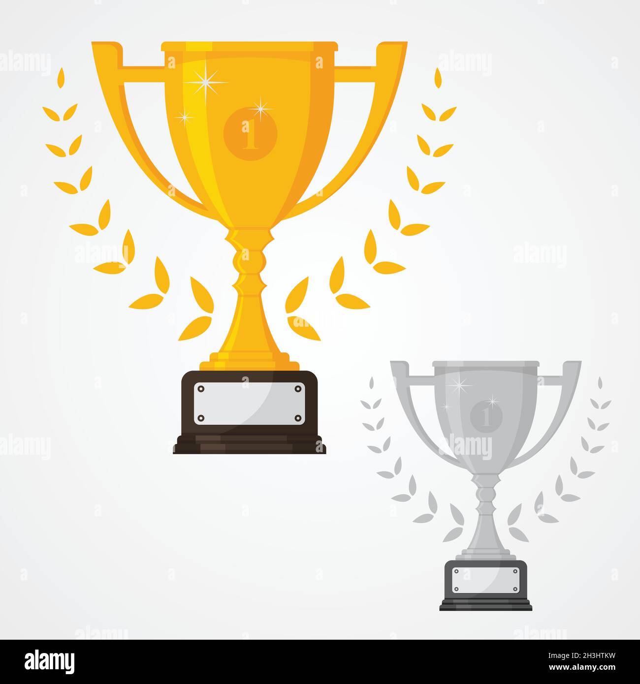 Winner solid trophy icon with number one and different color. Gold and ...