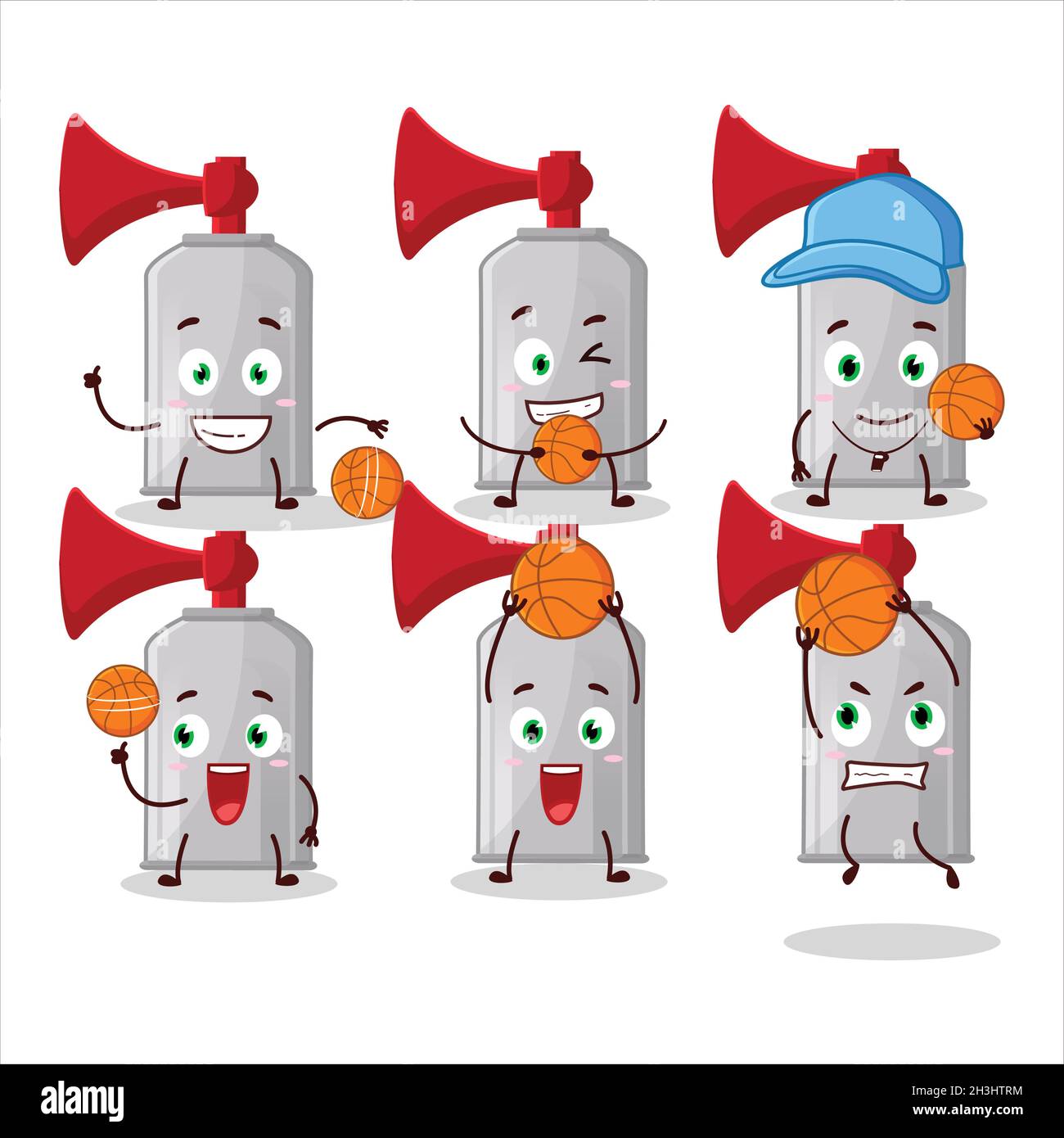 Talented air horn cartoon character as a basketball athlete. Vector ...