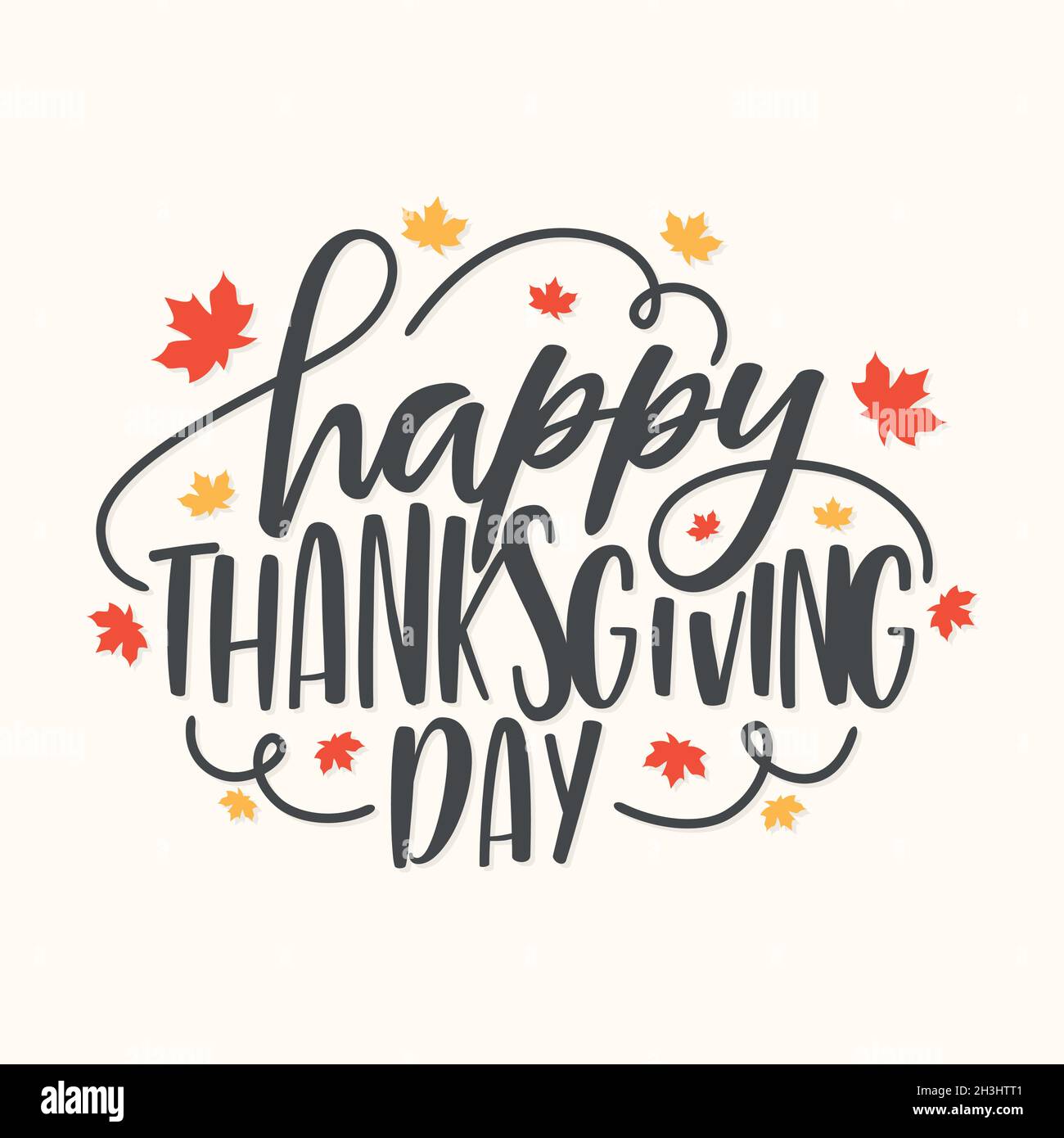 Happy Thanksgiving Day hand lettering text for element design ...