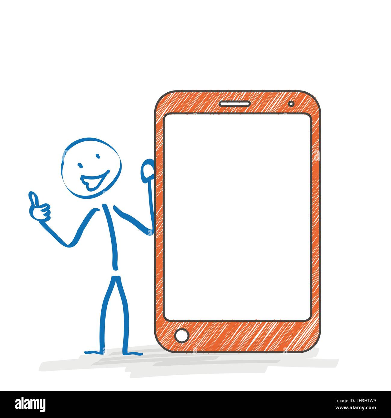 Stickman Smartphone Ok Stock Photo - Alamy