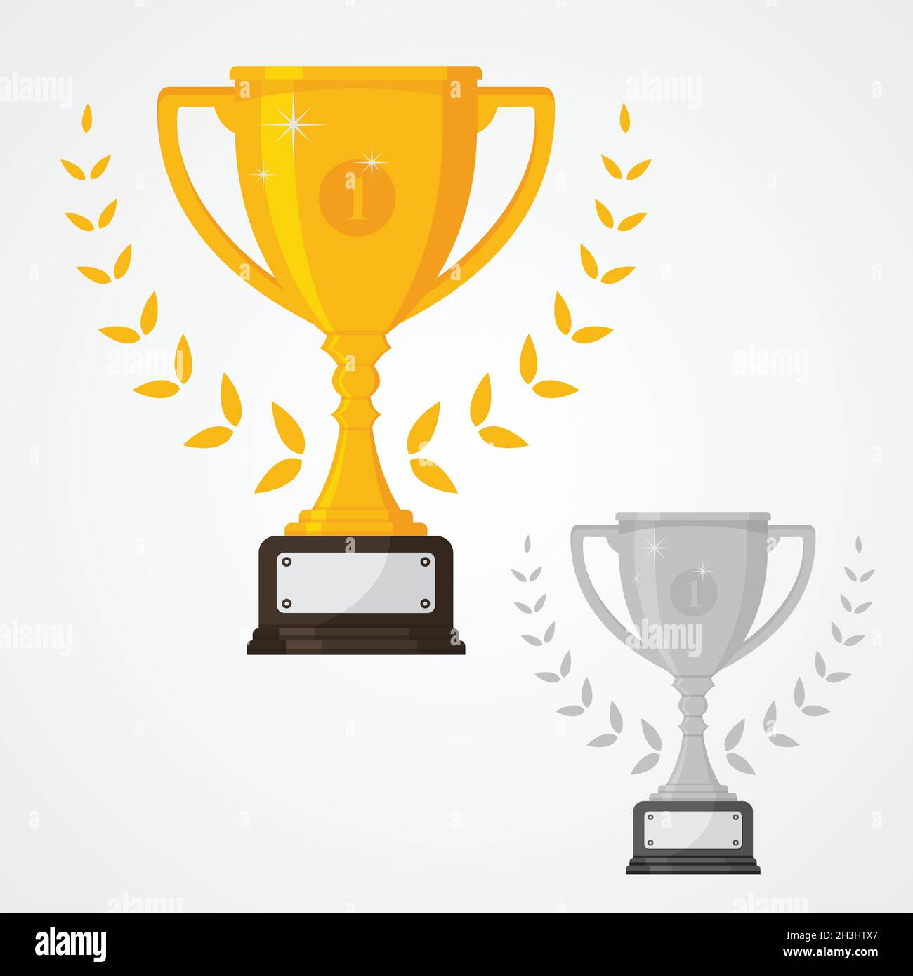 Winner solid trophy icon with number one and different color. Gold and ...