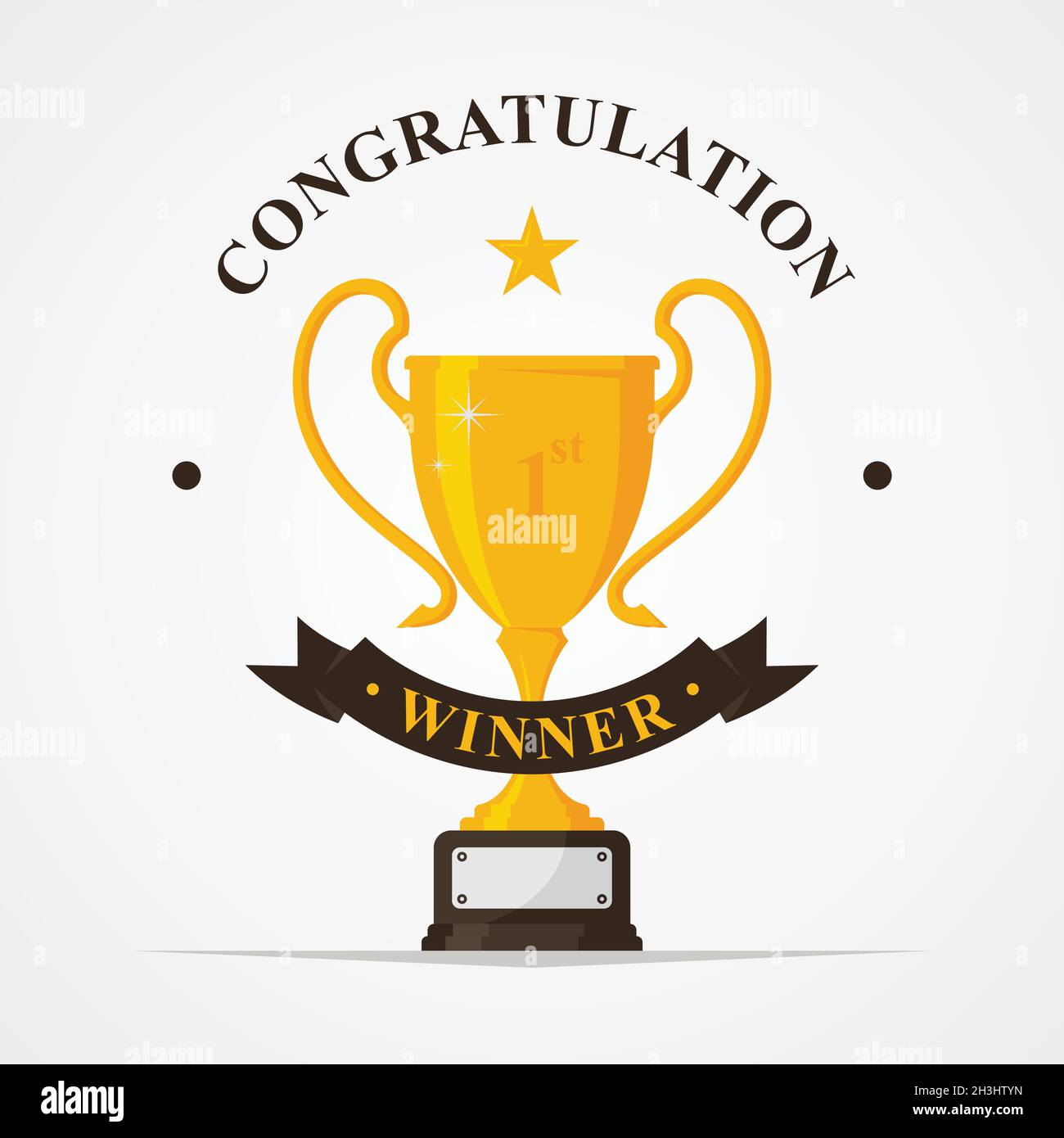 Congratulation letter with trophy cup in gold color. Winner trophy icon ...