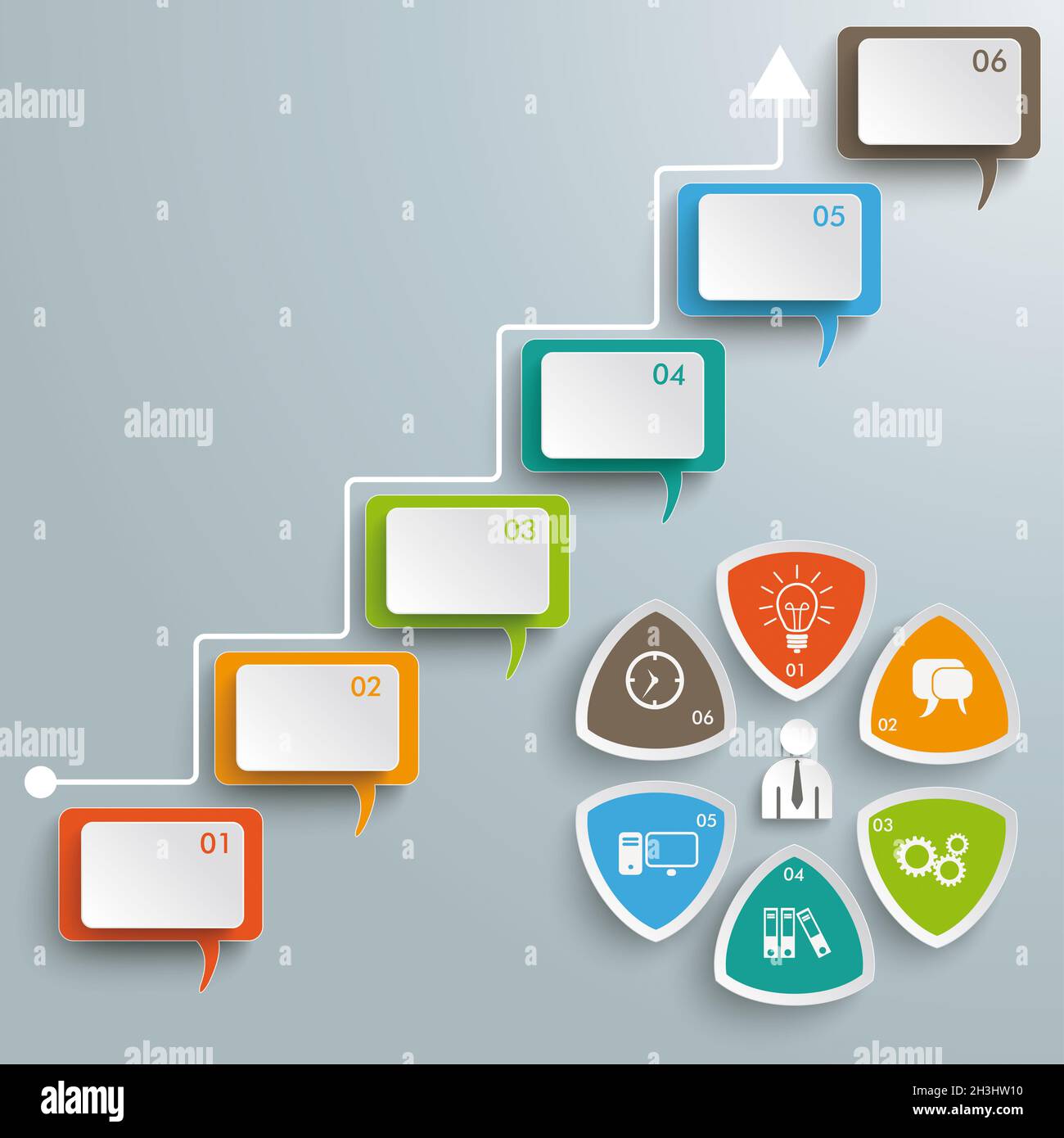 Colored Speech Bubble Steps Timeline PiAd Stock Photo - Alamy