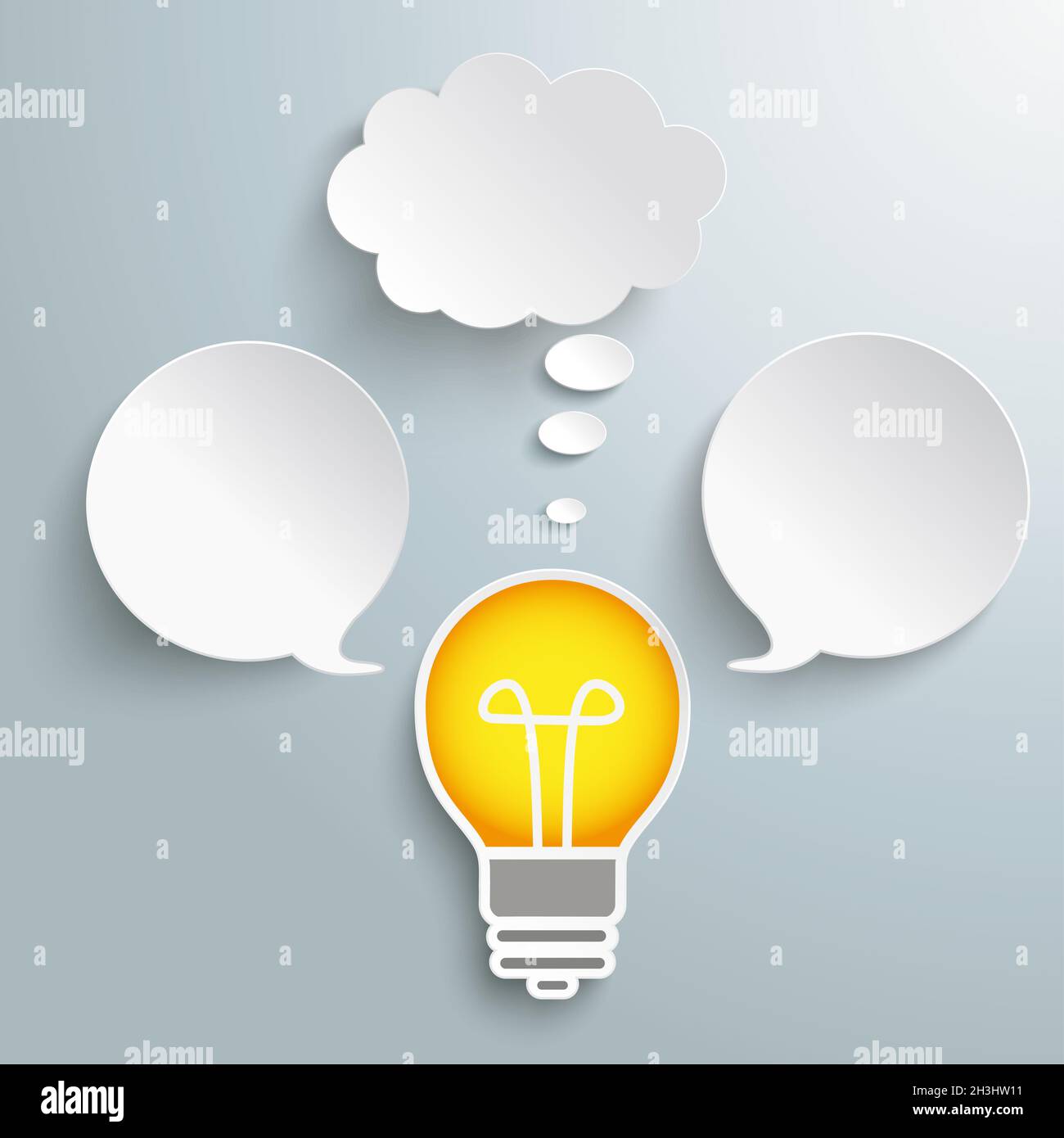 Bulb Speech Thought Bubbles PiAd Stock Photo - Alamy