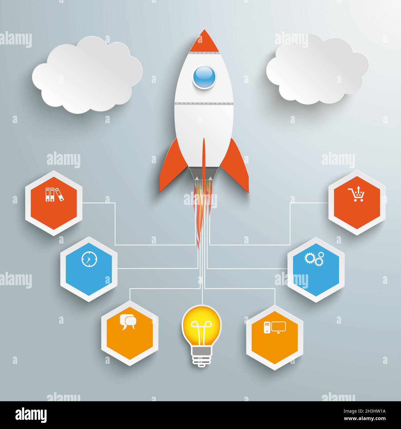 Rocket Startup Infographic PiAd Stock Photo - Alamy