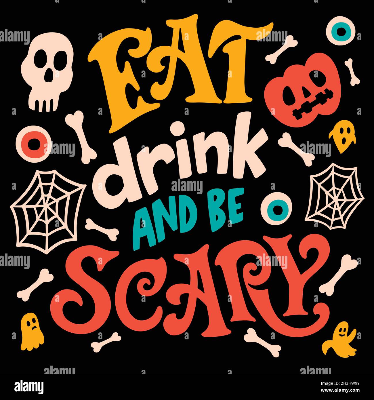 hand drawn halloween lettering vector design illustration Stock Vector ...