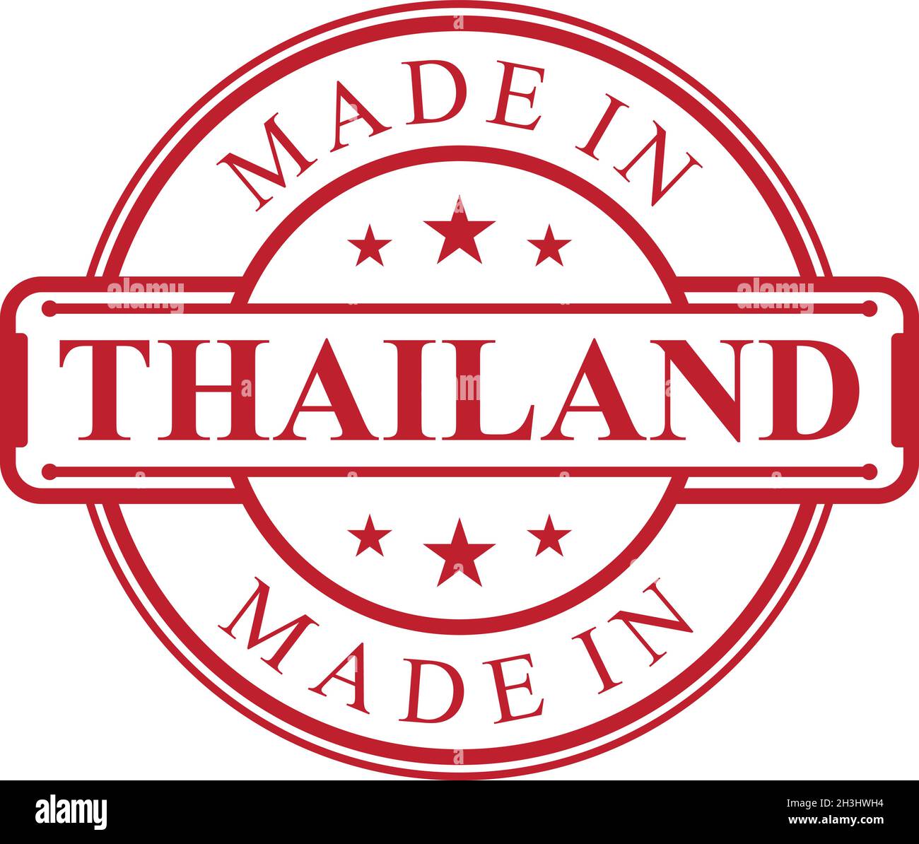 Made in Thailand label icon with red color emblem on the white ...