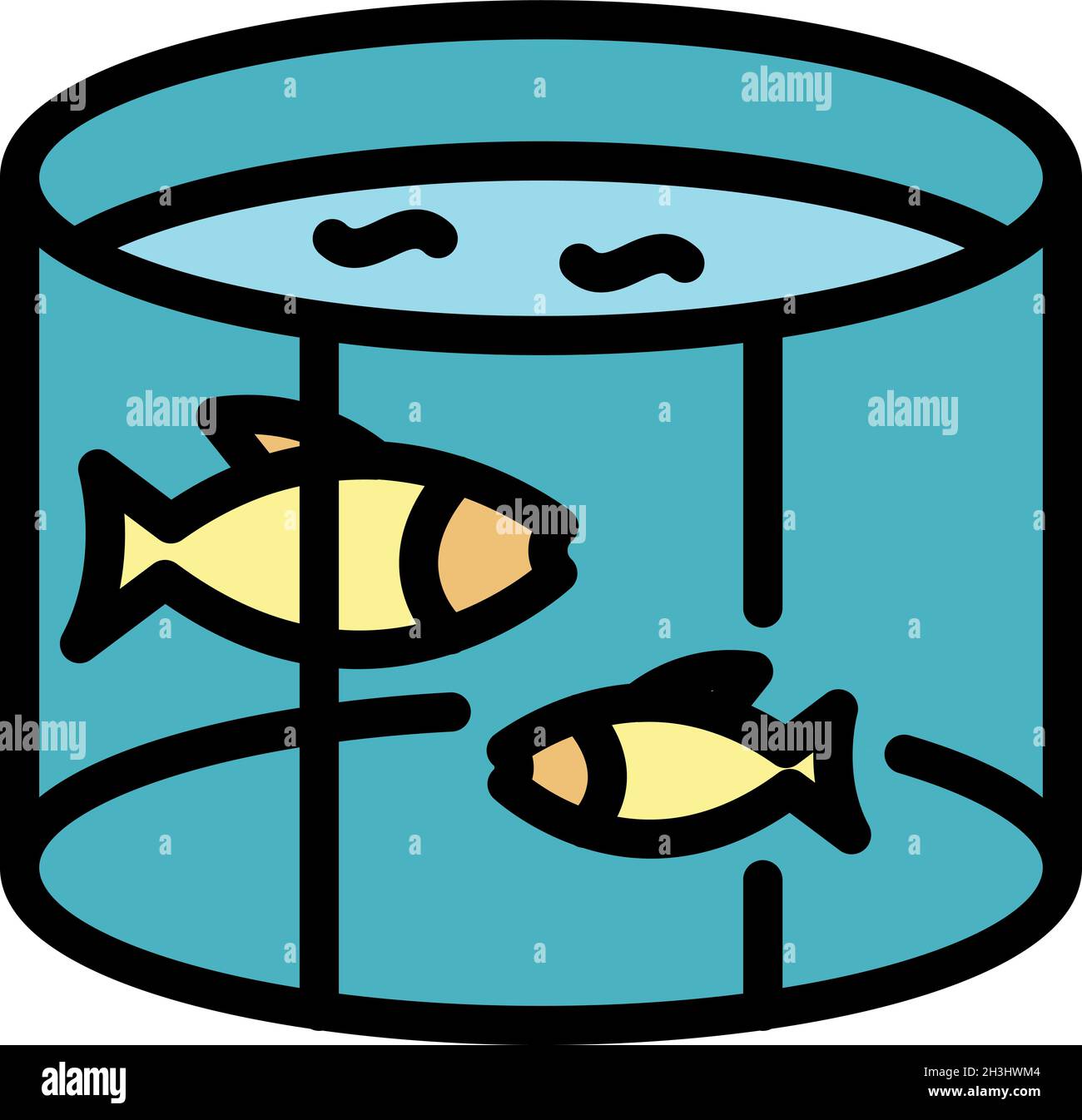 Fish farm pool icon. Outline fish farm pool vector icon color flat ...