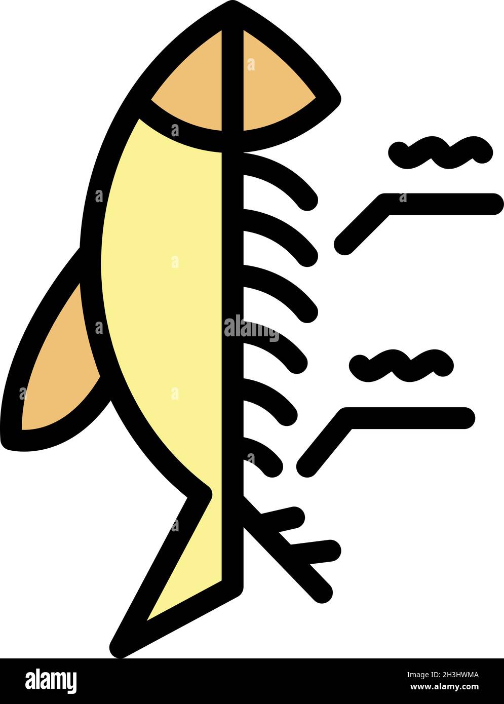 Parts of fish icon. Outline parts of fish vector icon color flat ...