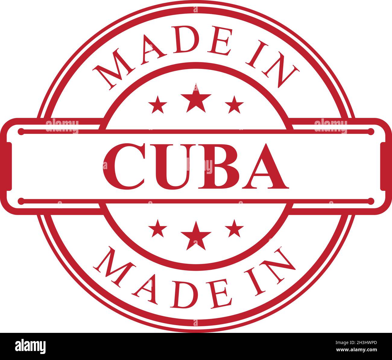 Made in Cuba label icon with red color emblem on the white background ...