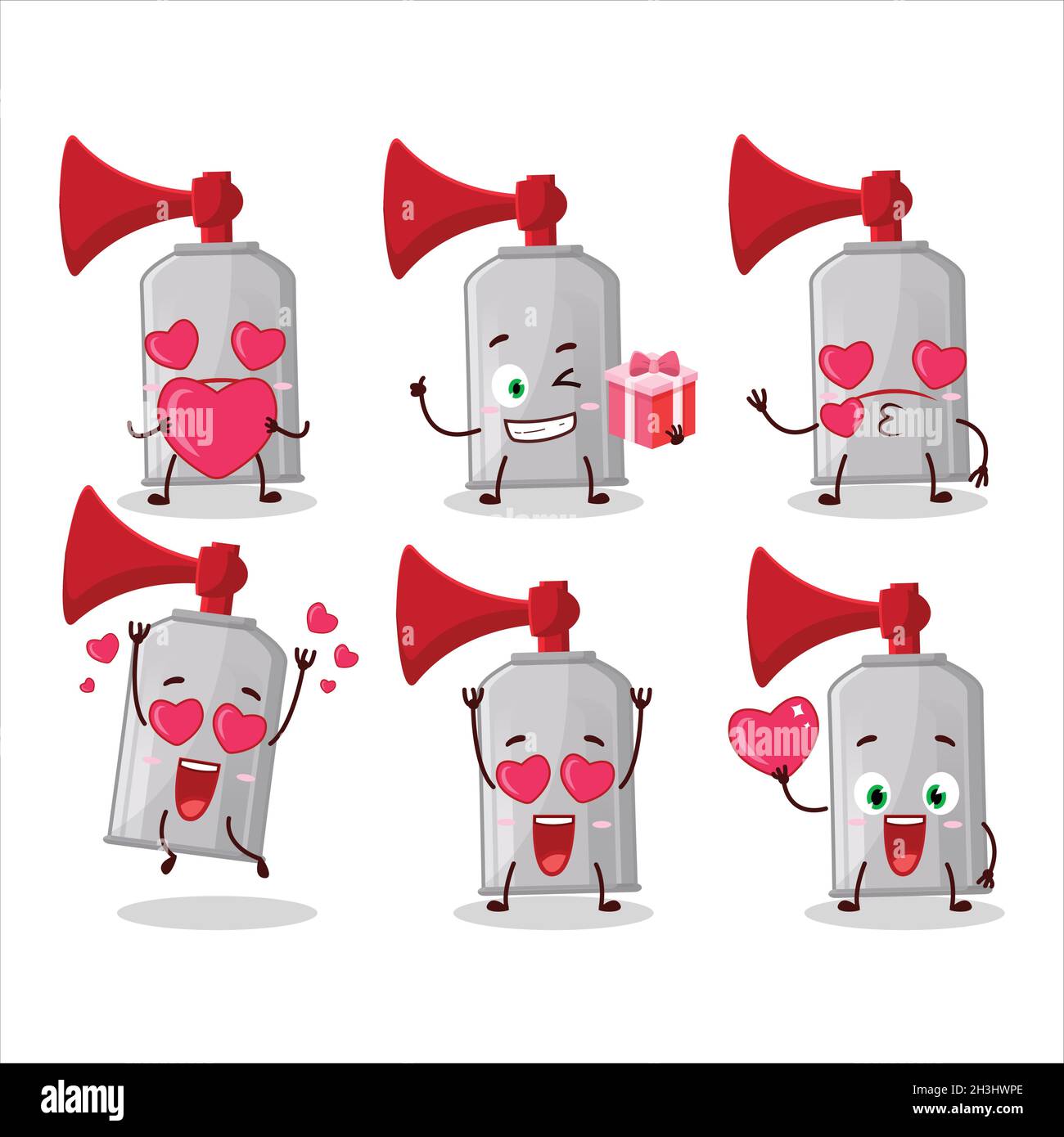Air horn cartoon character with love cute emoticon. Vector illustration ...