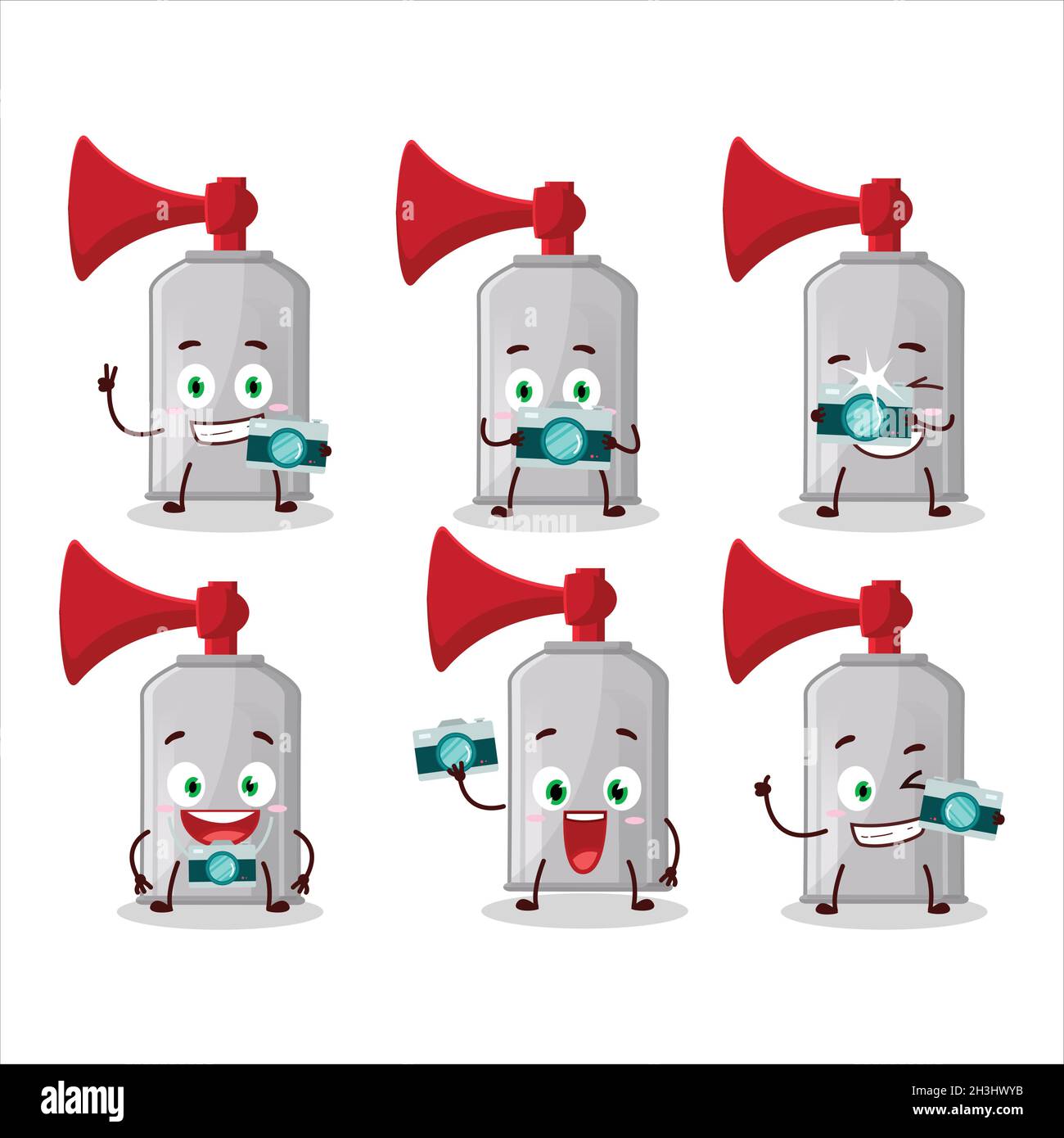 Photographer profession emoticon with air horn cartoon character ...