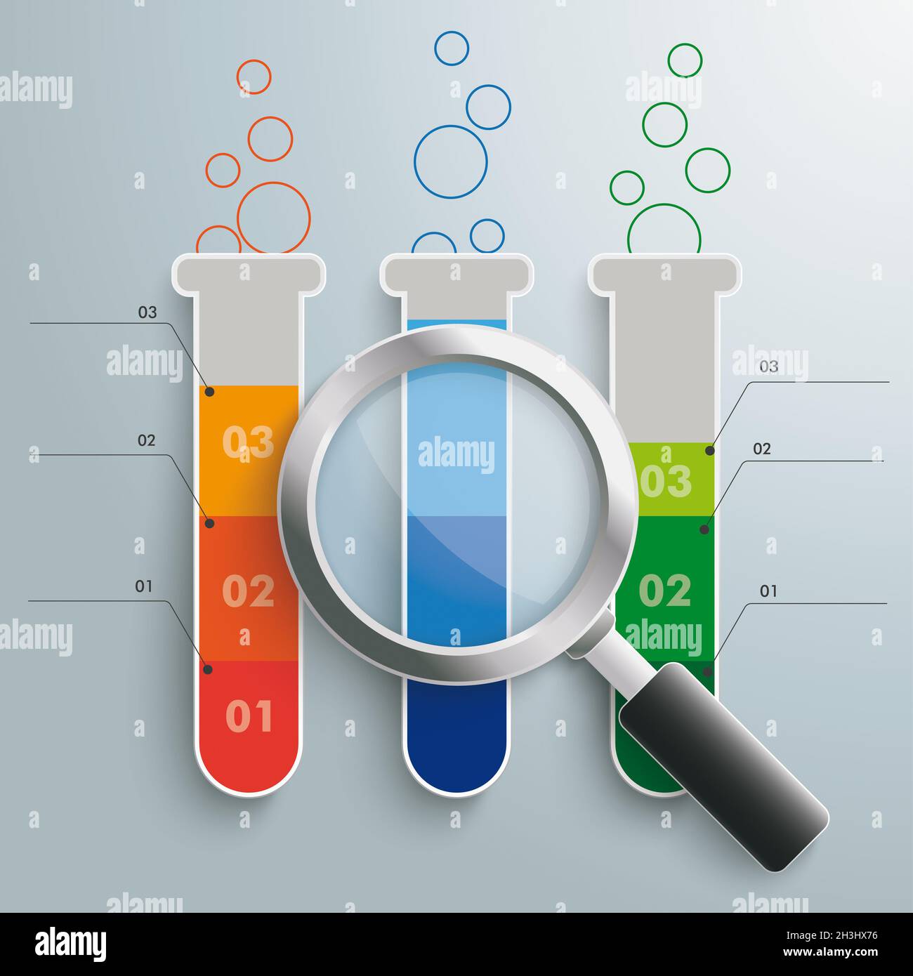 3 Slim Test Tubes Loupe PiAd Stock Photo - Alamy