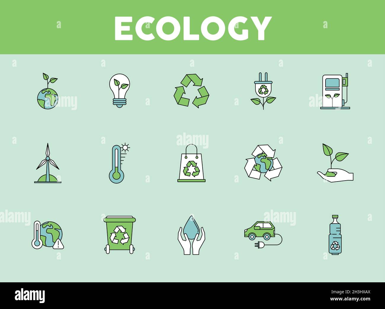 fifteen ecology nature icons Stock Vector Image & Art - Alamy
