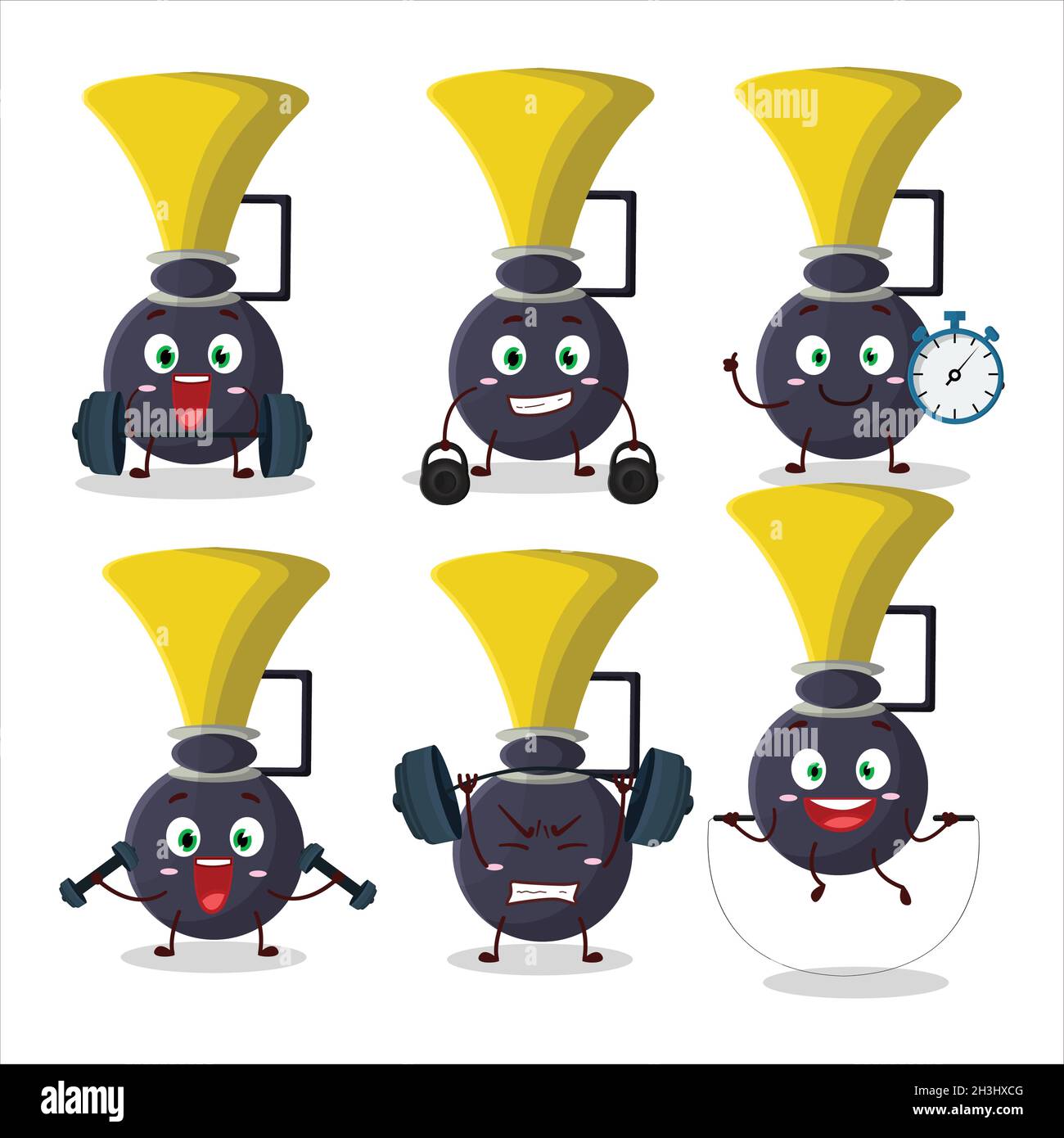 A healthy bicycle air horn cartoon style trying some tools on Fitness ...