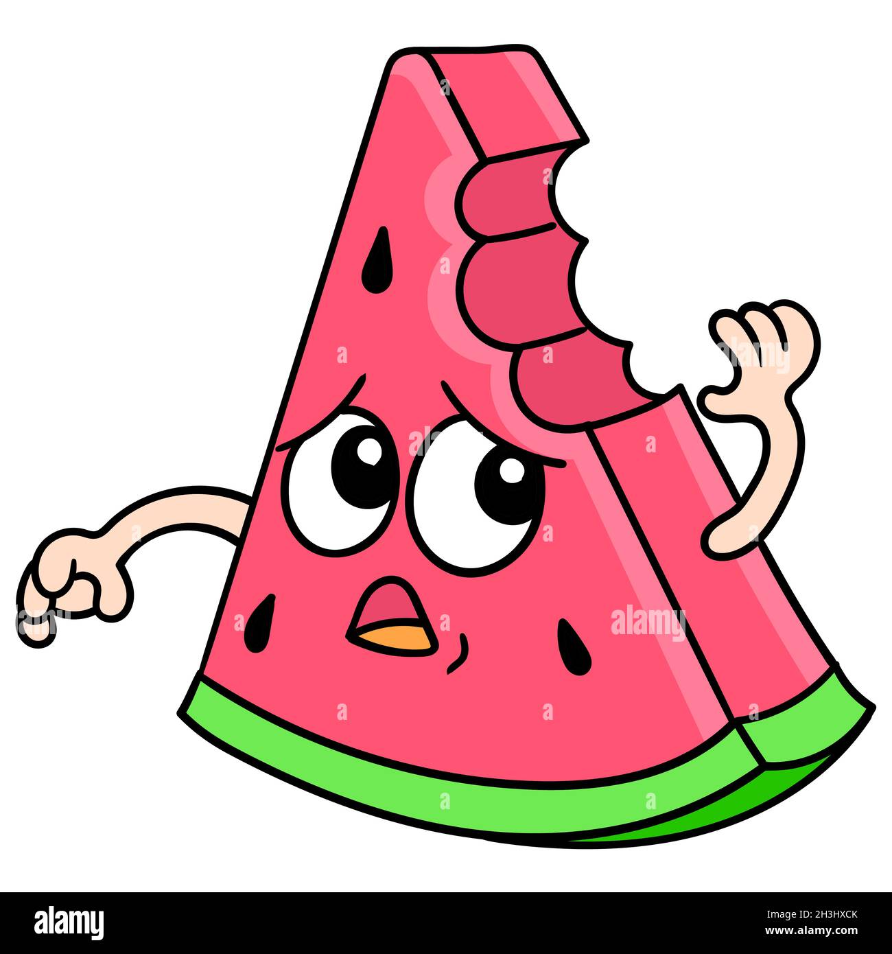 cartoon cut watermelon sad and scared to eat Stock Vector Image & Art ...