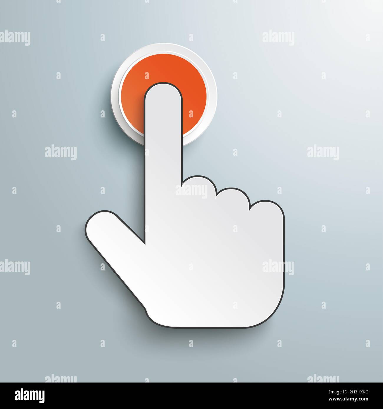 Click Hand Push Button PiAd Stock Photo - Alamy