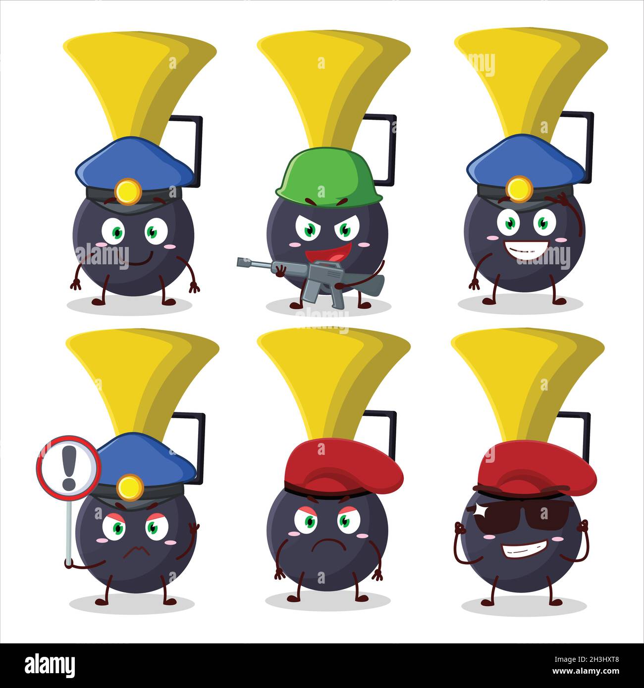 A dedicated Police officer of bicycle air horn mascot design style ...