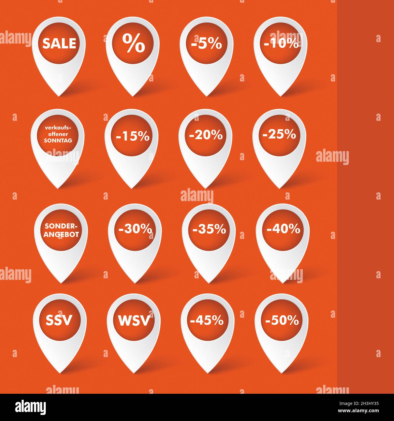 Sale Pointer Orange Background PiAd Stock Photo - Alamy