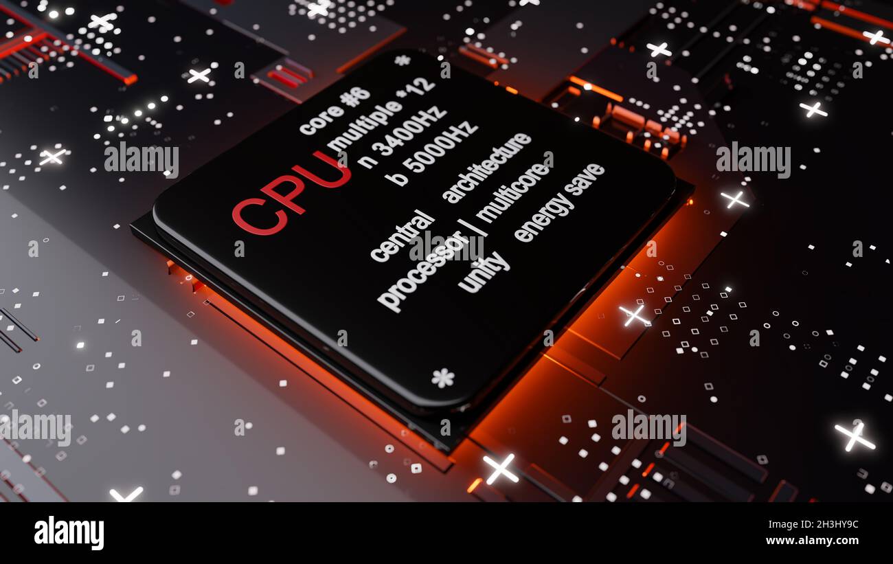 Abstract CPU with glow from below Stock Photo - Alamy
