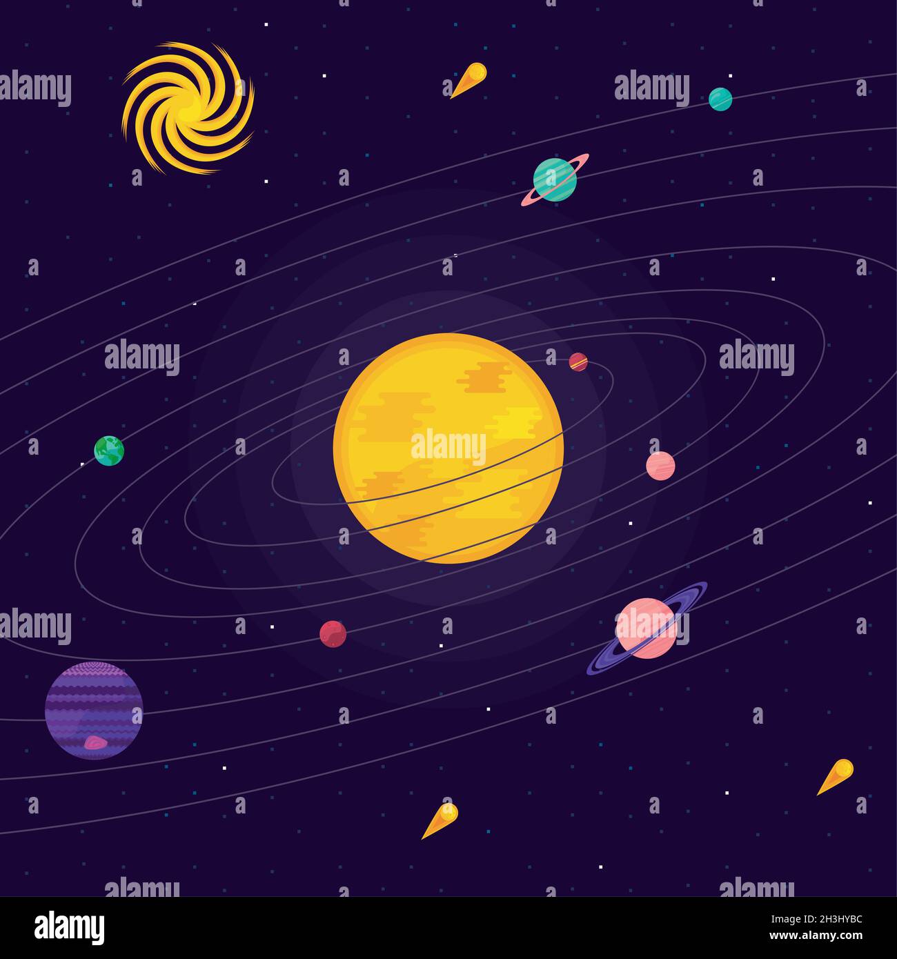 planets orbiting universe Stock Vector Image & Art - Alamy
