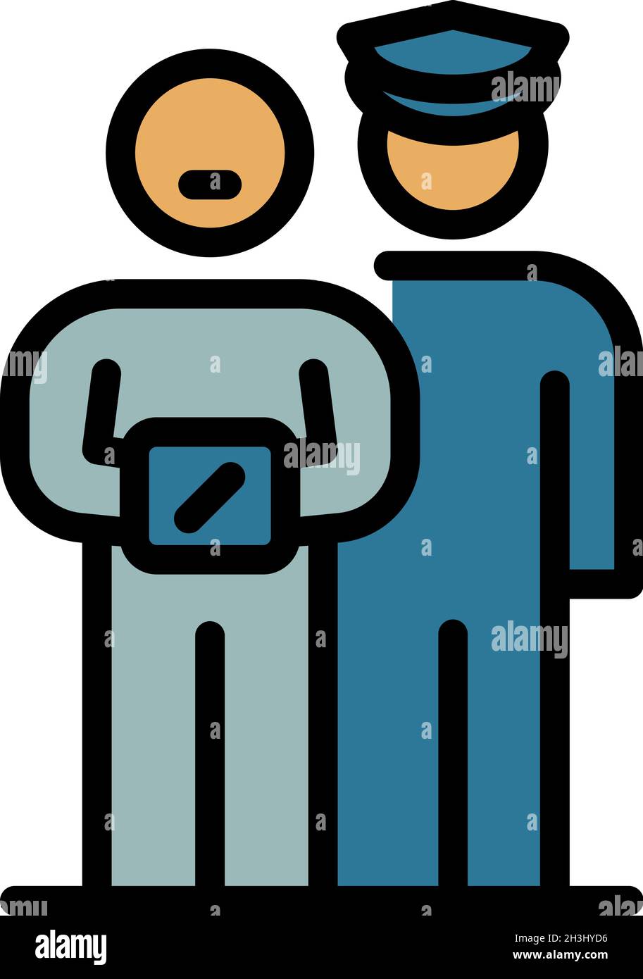 Prison man with guard icon. Outline prison man with guard vector icon ...
