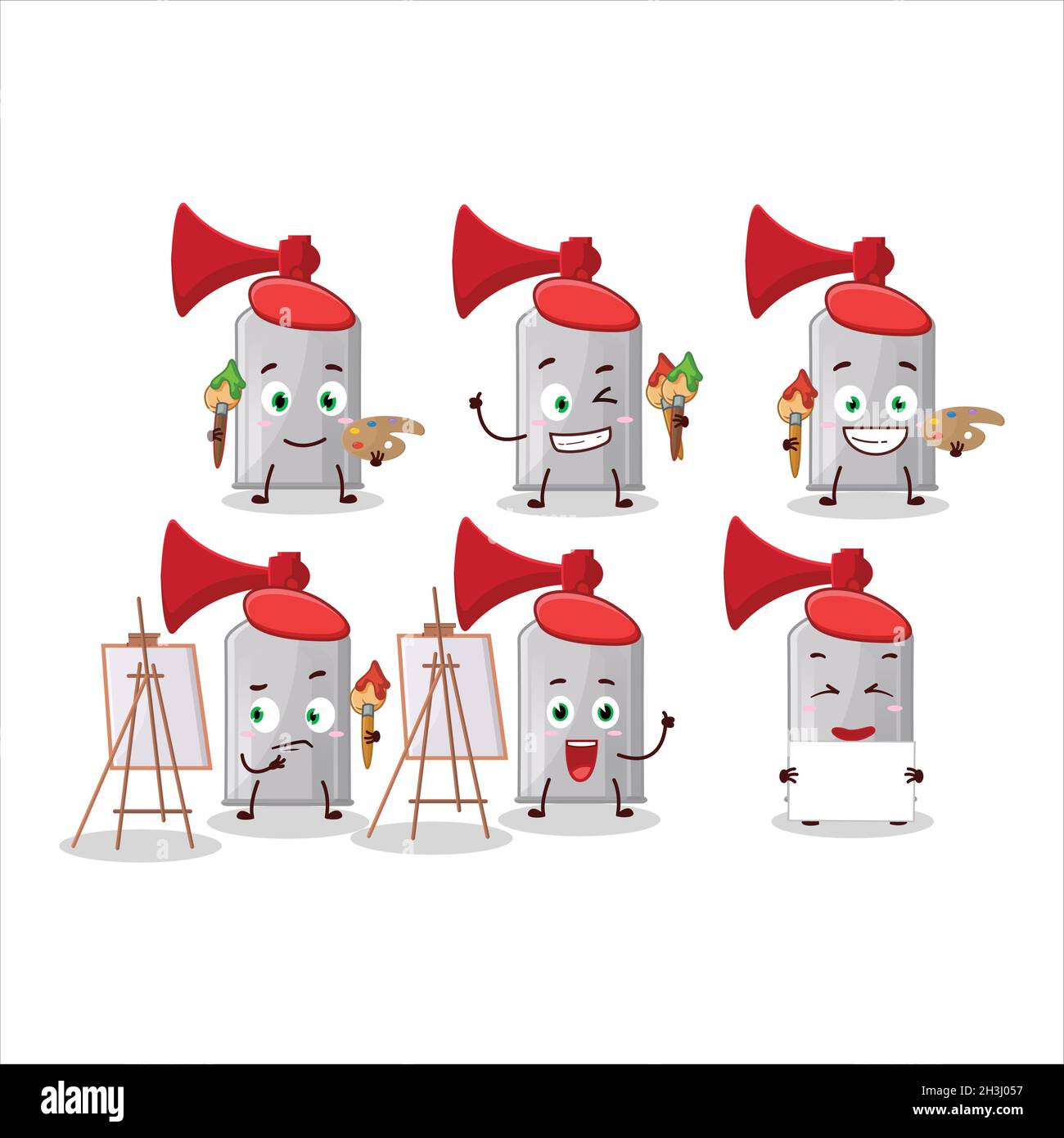 Artistic Artist of air horn cartoon character painting with a brush ...