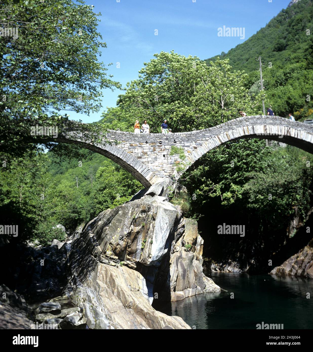 Roman double arch bridge, landscape - CHE, Switzerland Stock Photo - Alamy