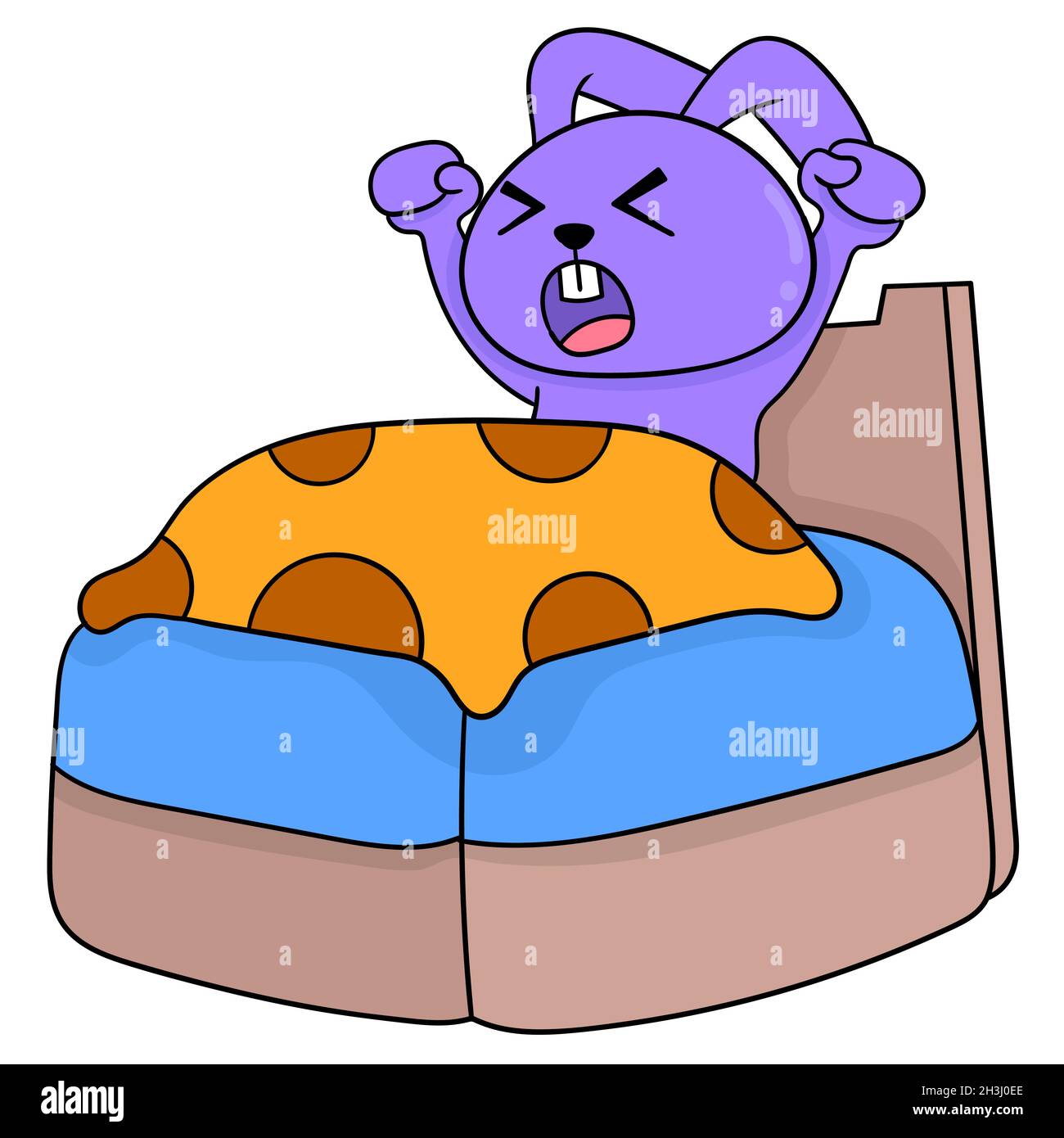 cute rabbits wake up on the bed Stock Vector Image & Art - Alamy