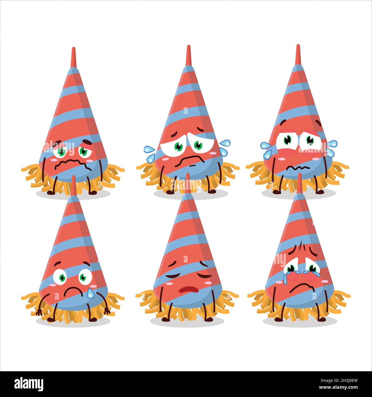 Confetti trumpet cartoon character with sad expression. Vector ...