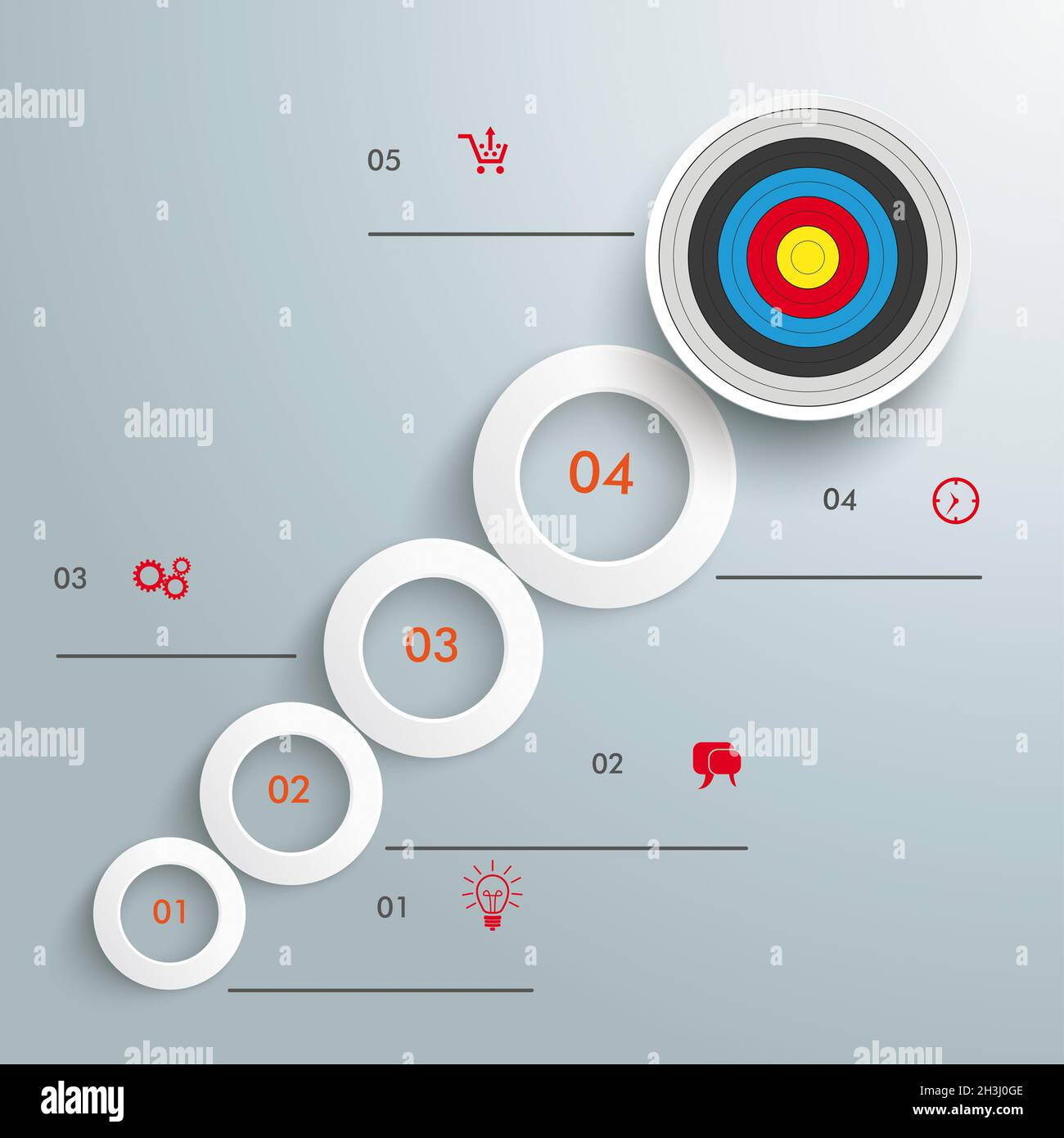 Rings Growth Target 5 Options Infographic PiAd Stock Photo - Alamy