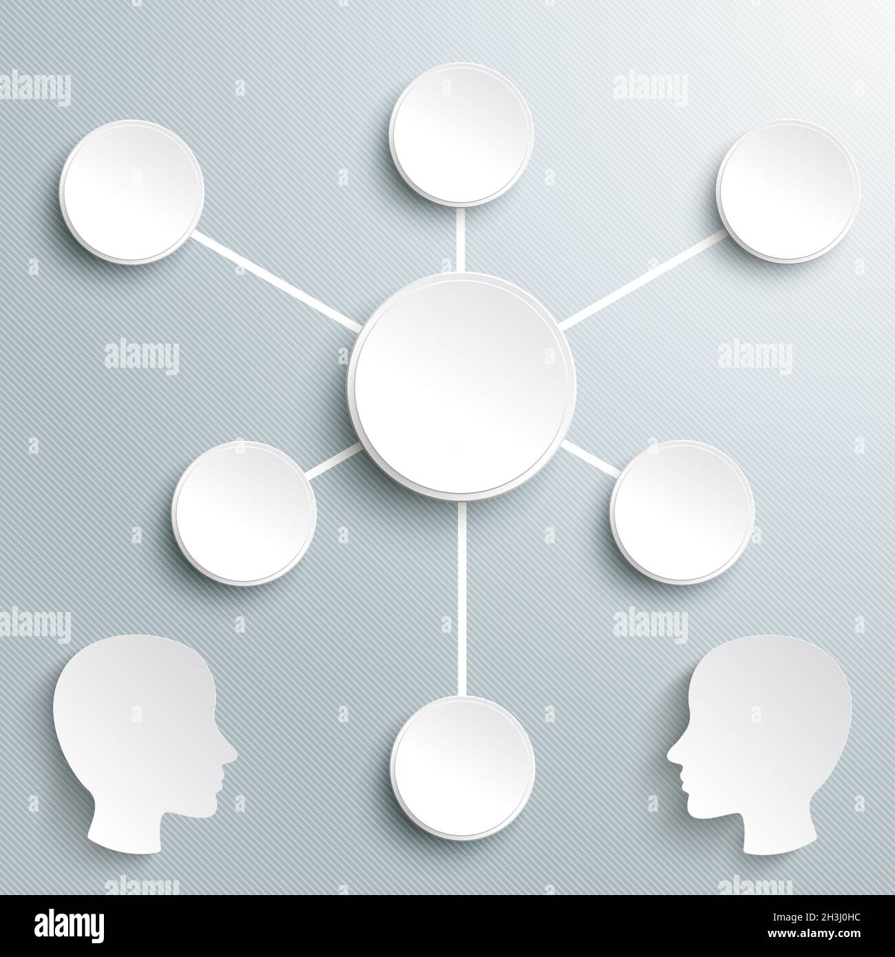 Flowchart Connected 6 Circles Stripes 2 Heads PiAd Stock Photo - Alamy