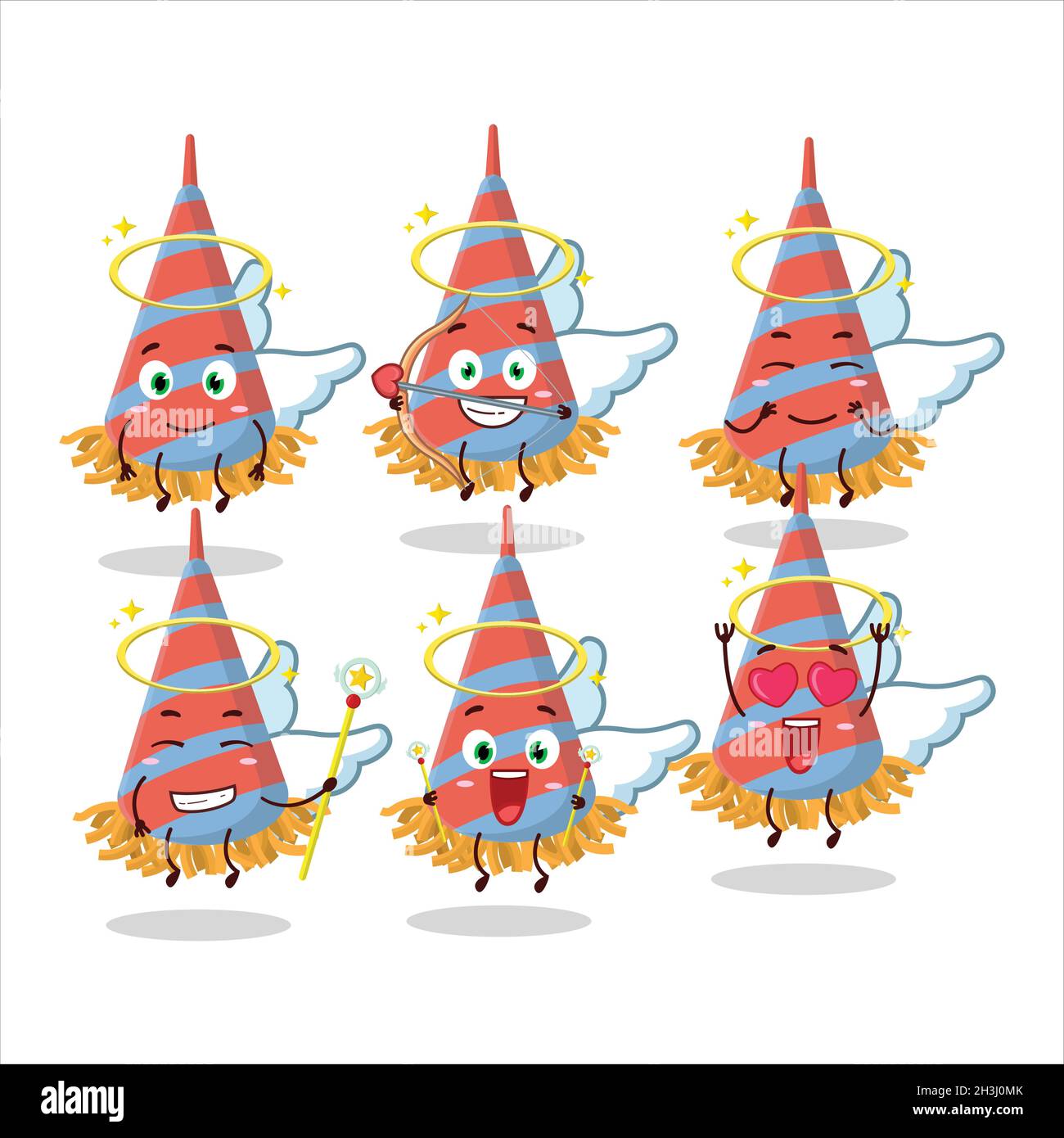 Confetti trumpet cartoon designs as a cute angel character. Vector ...