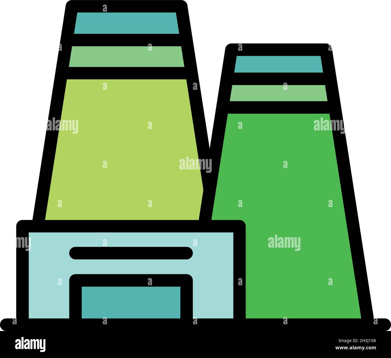 Processing plant icon. Outline processing plant vector icon color flat ...