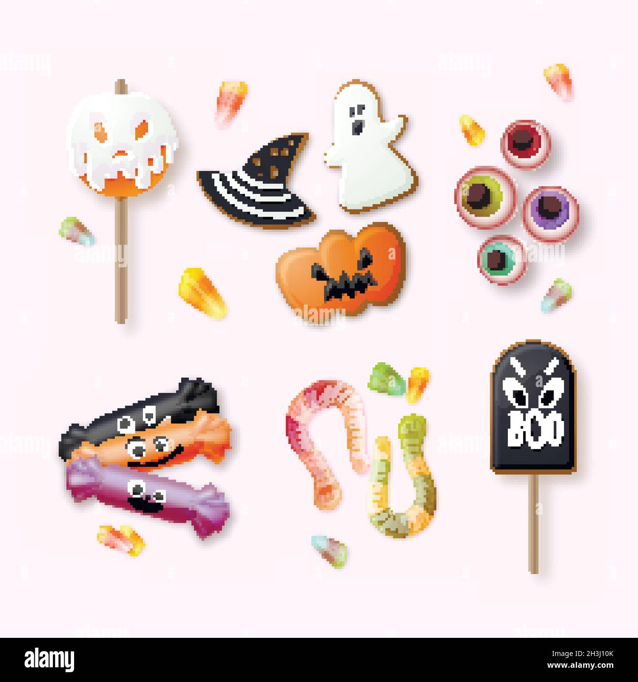 realistic halloween candy collection vector design illustration Stock ...