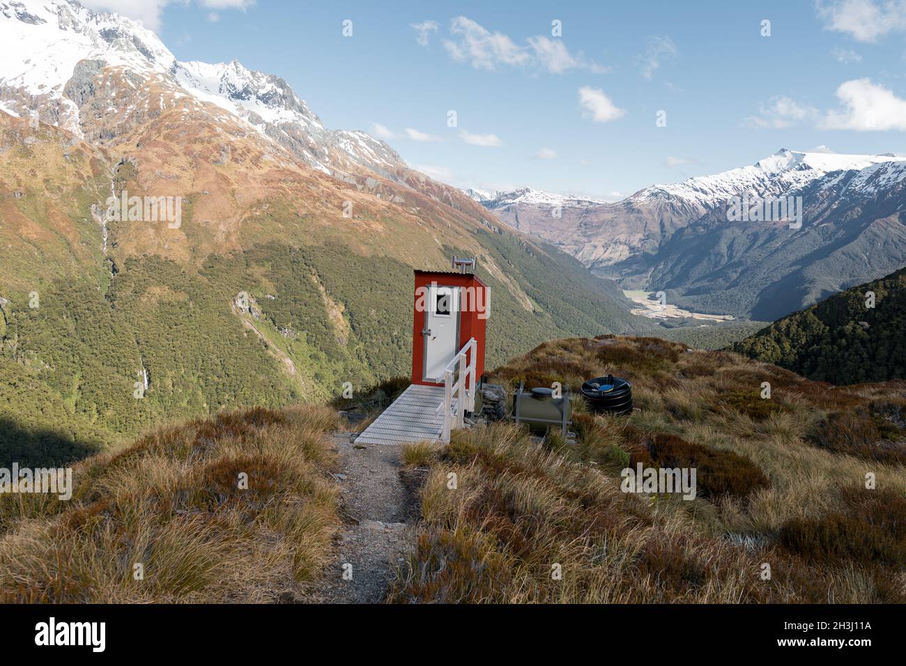 Liverpool Hut in the Matukituki Valley in Mt. Aspiring National Park ...