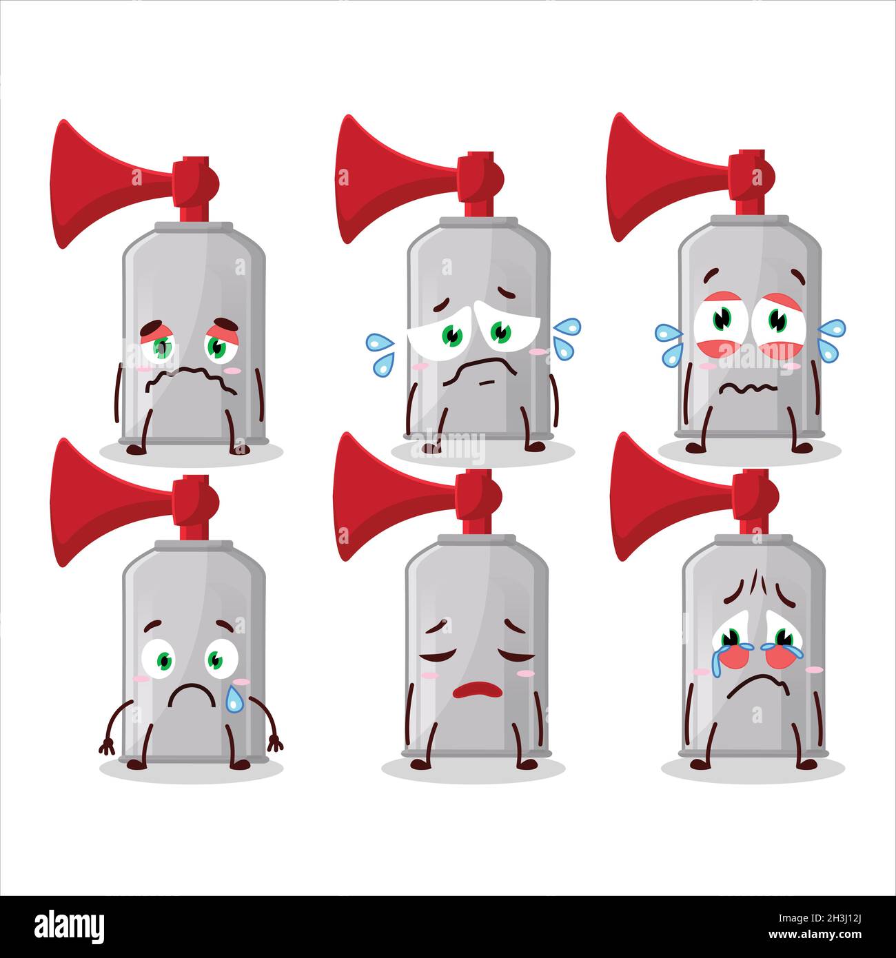 Air horn cartoon character with sad expression. Vector illustration ...
