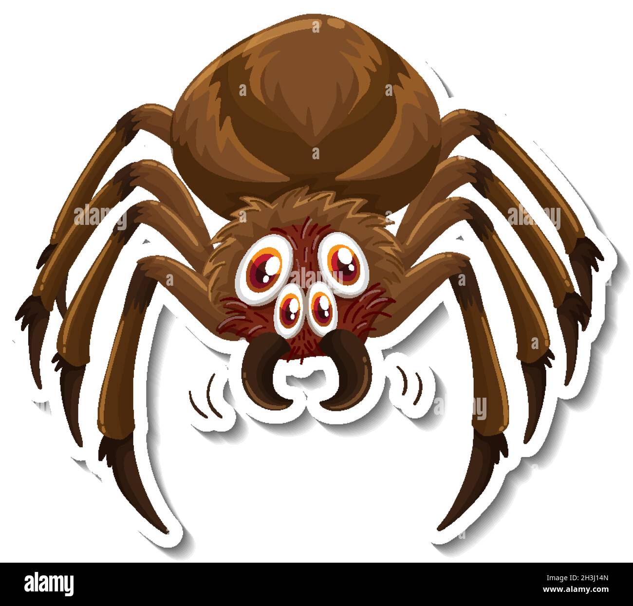 Wild spider cartoon sticker on white background illustration Stock ...