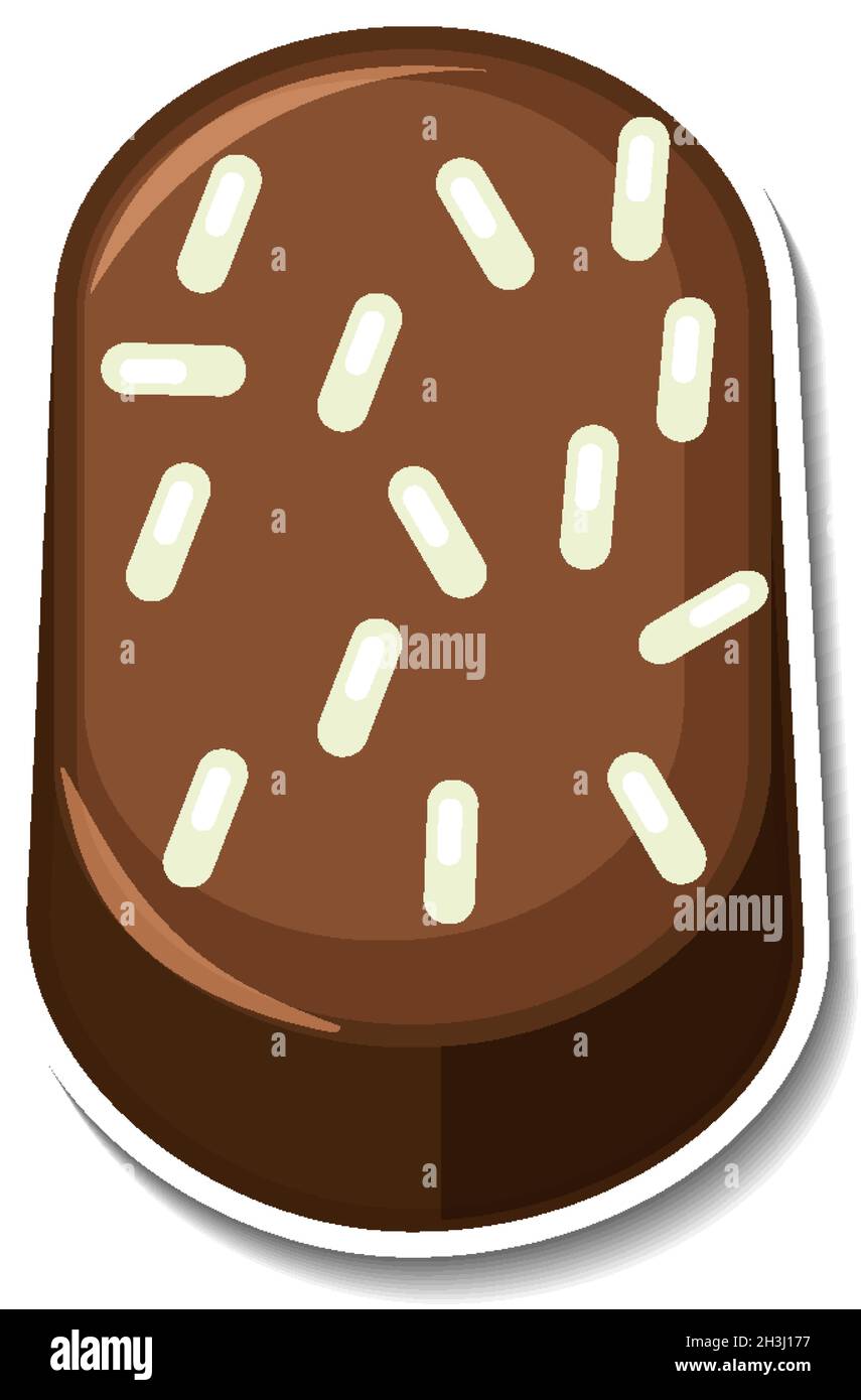 Chocolate brownie sticker isolated on white background illustration ...