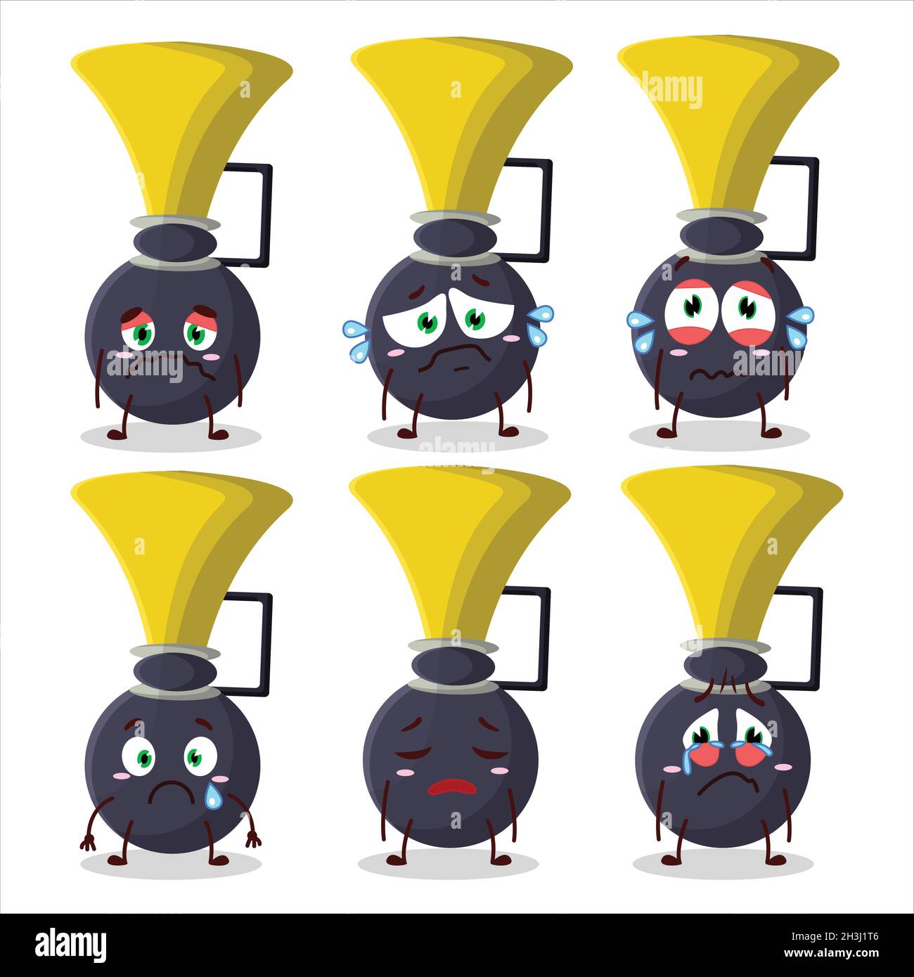 Bicycle air horn cartoon character with sad expression. Vector ...
