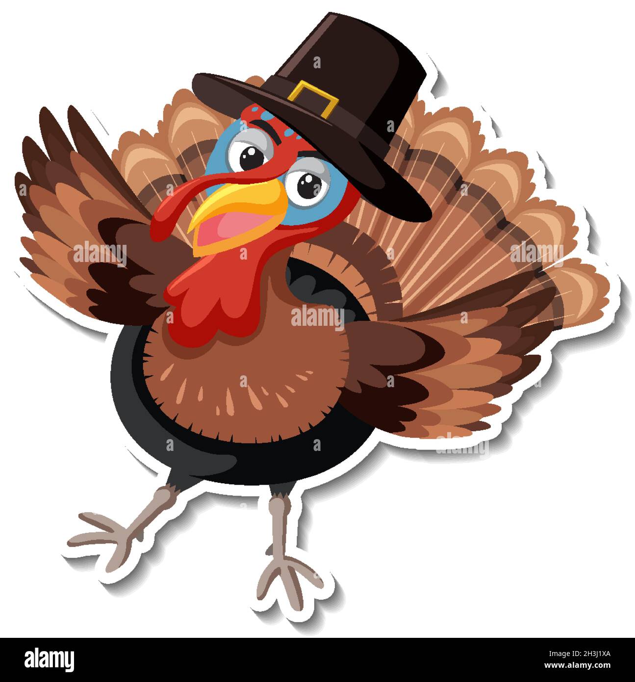 Turkey animal cartoon character sticker illustration Stock Vector Image ...